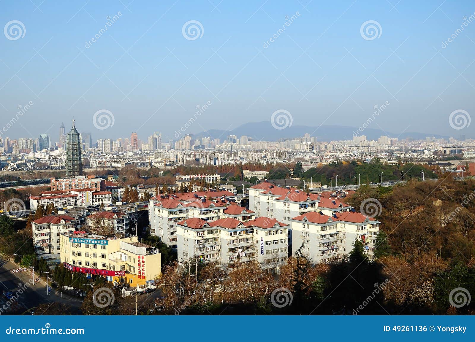Far see City editorial photo. Image of road, green, buildings - 49261136