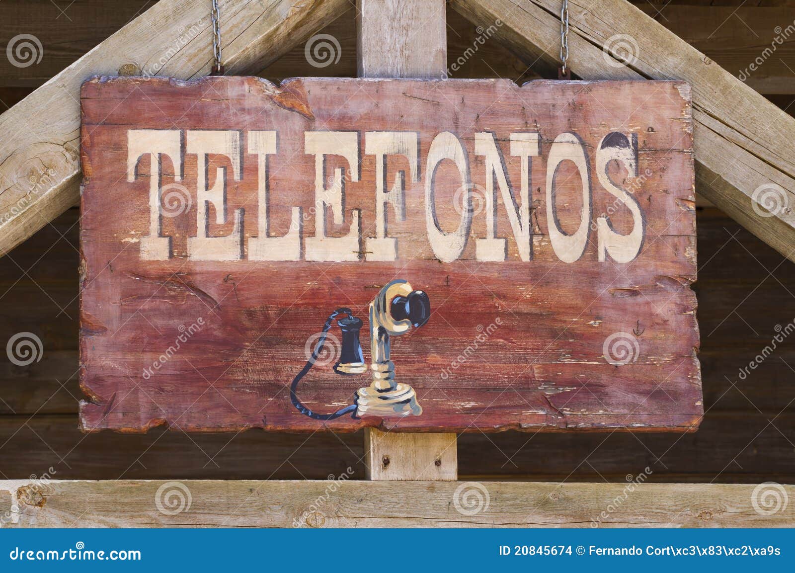 Far West Telephone Sign in Spanish Stock Photo - Image of material ...