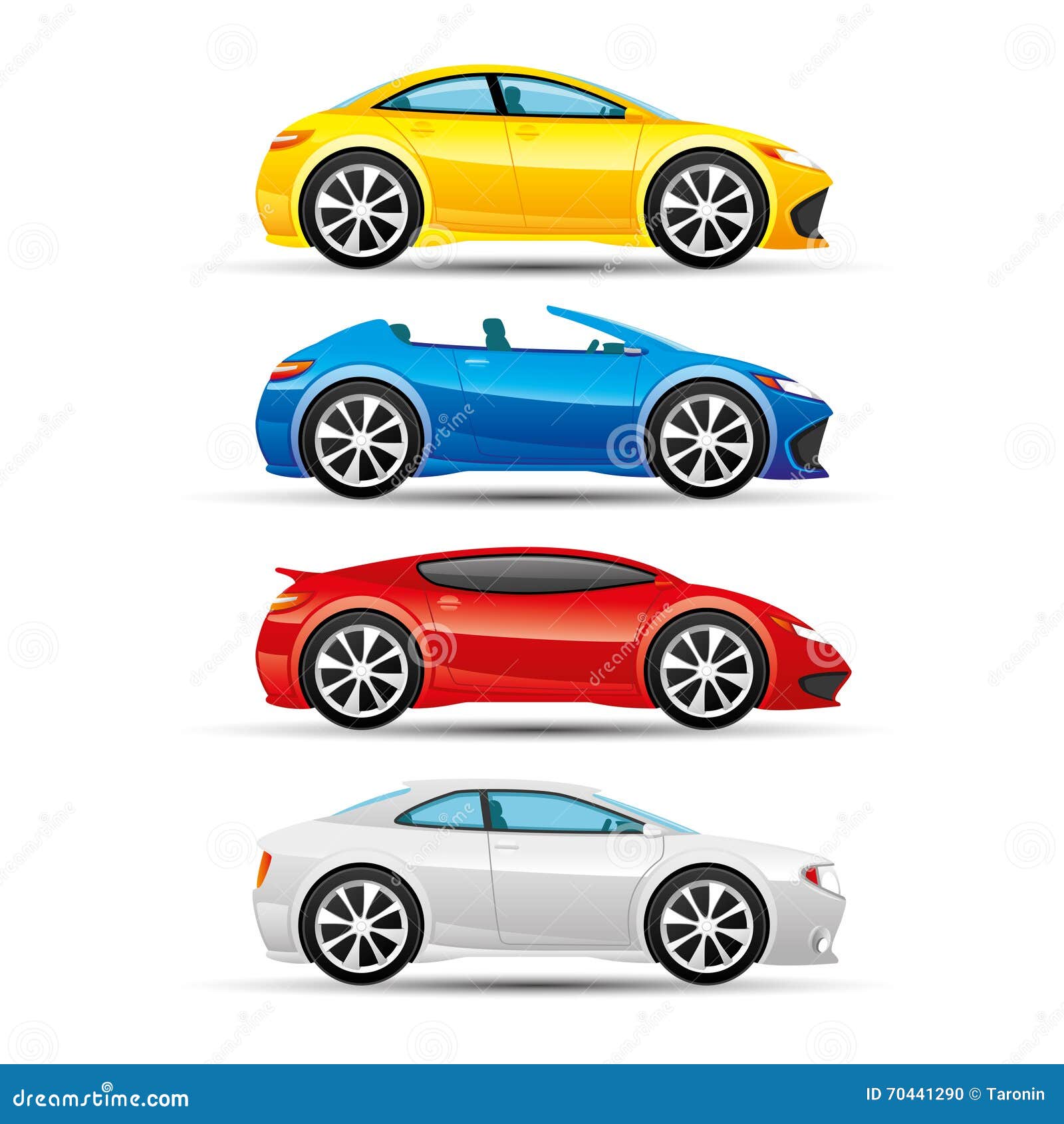 Farbige Autos Auf Einem Weißen Hintergrund Vektor Abbildung ...