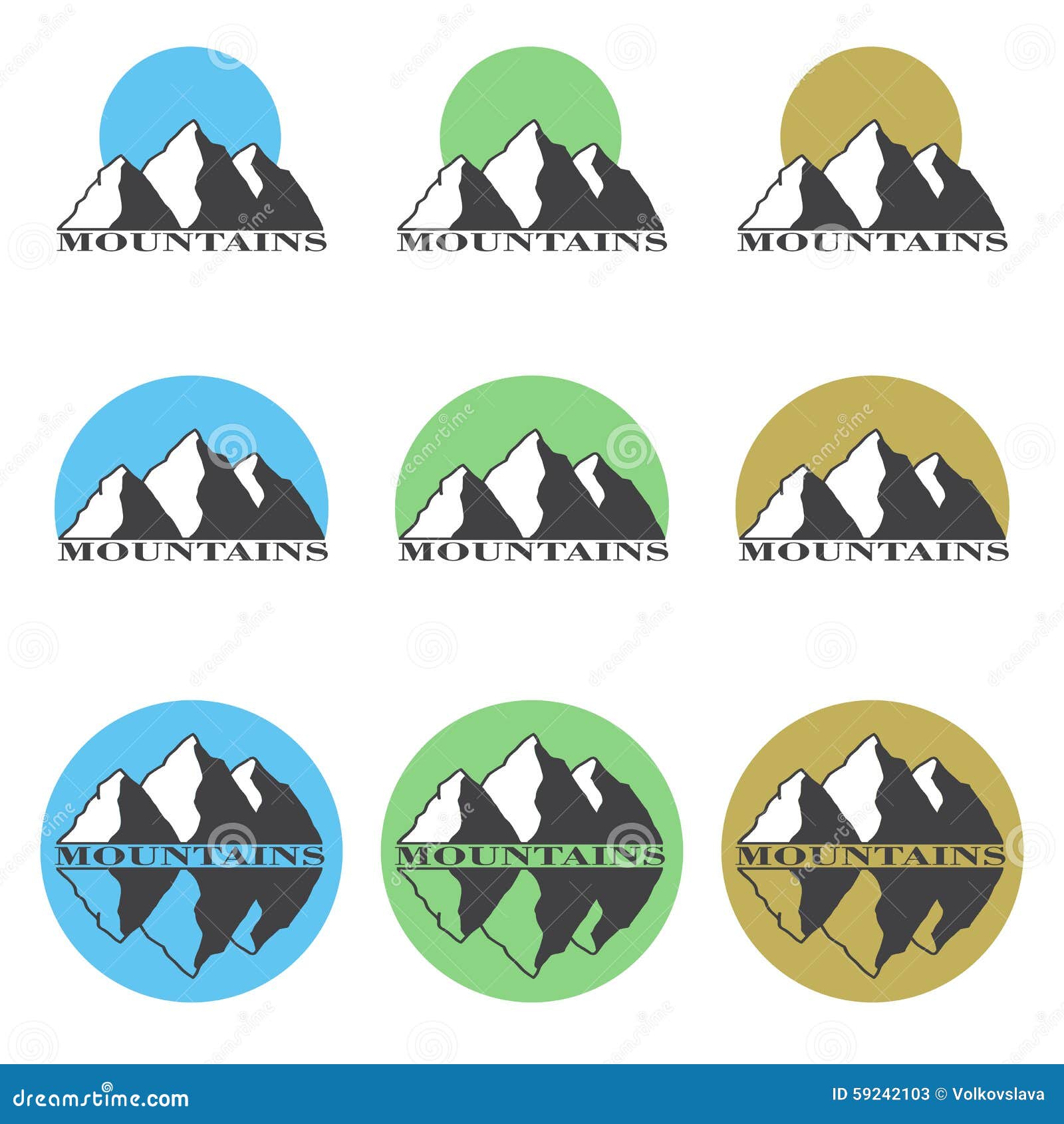Farbige Logos, Ikonengebirgssatz Vektor Abbildung - Illustration von ...