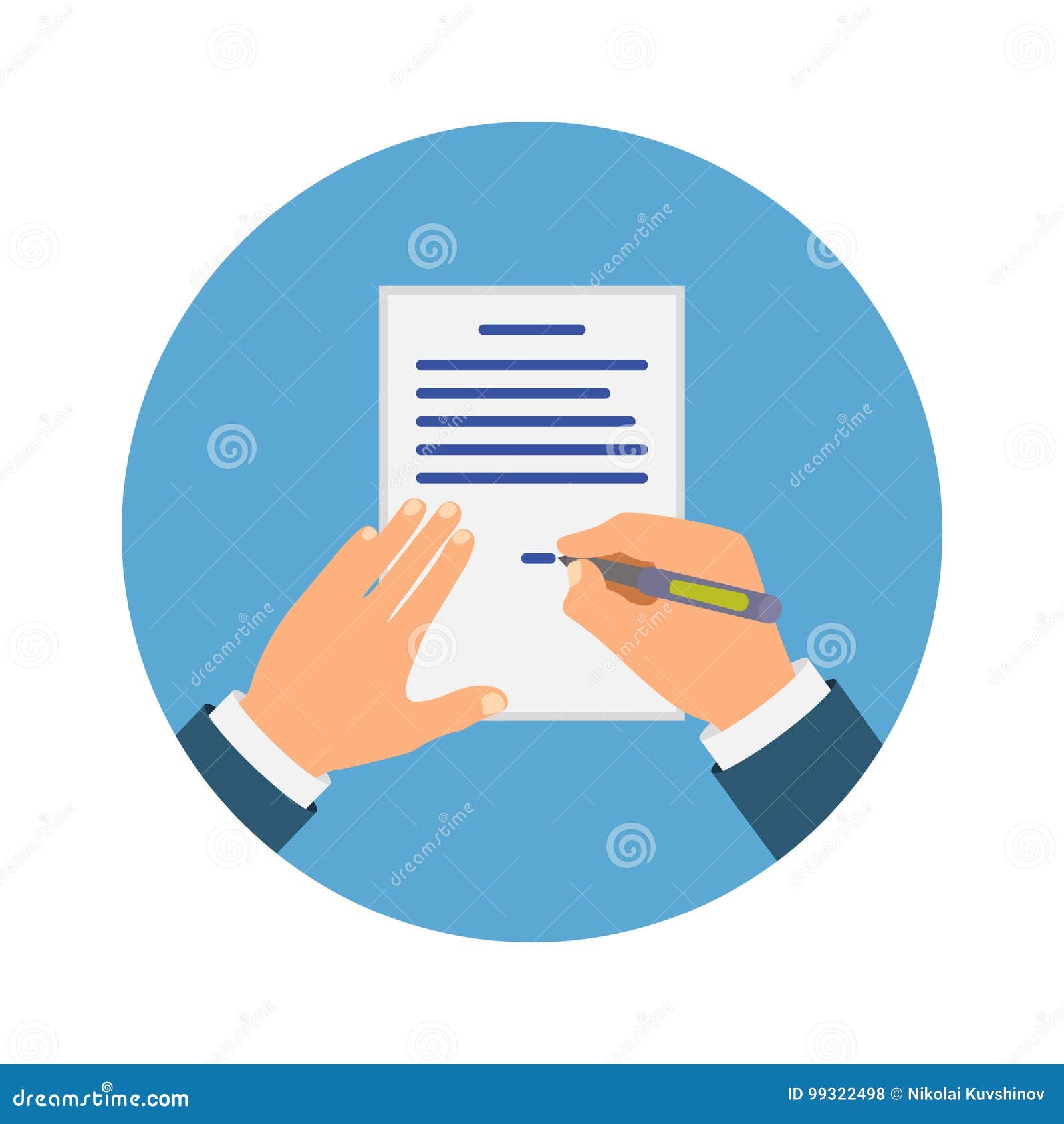 Farbiger Cartooned-Handunterzeichnender Vertrag Vektor Abbildung ...