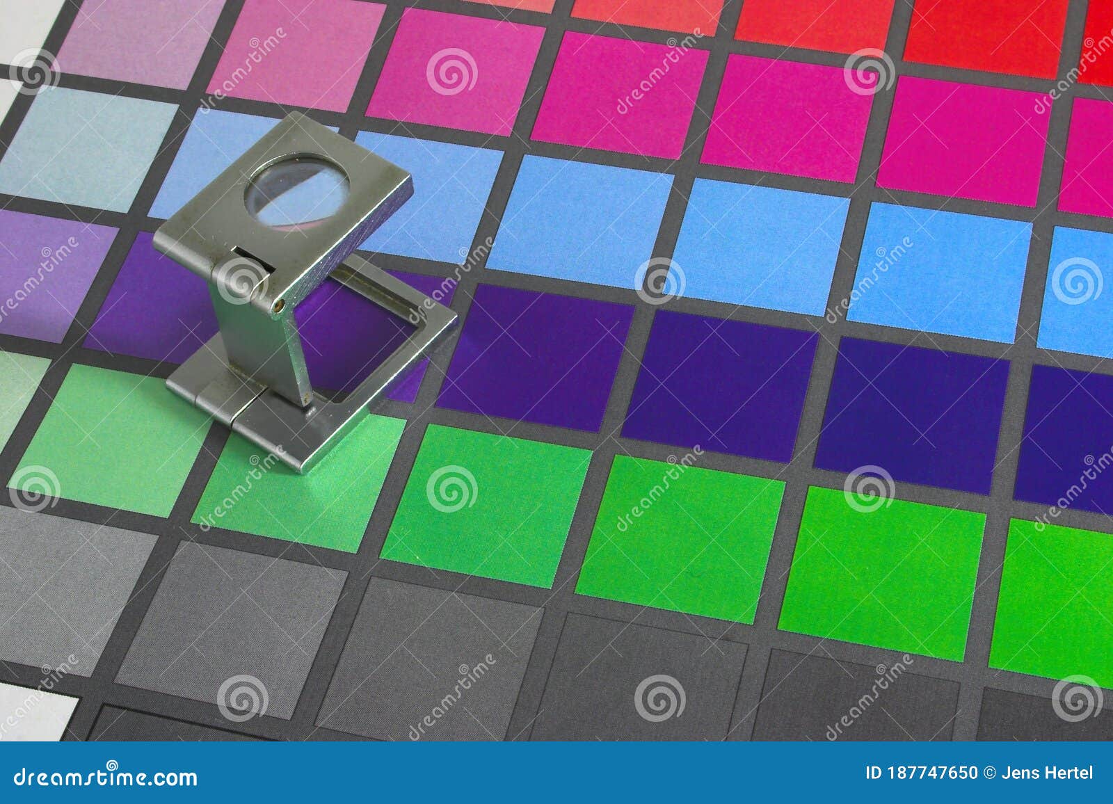 Magnifier on a Test Color Print Sheet Stock Illustration - Illustration ...