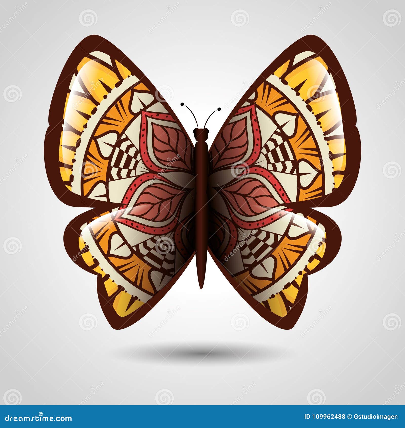Farfalla Con Stile Di Boho Della Mandala Della Pelle Illustrazione ...