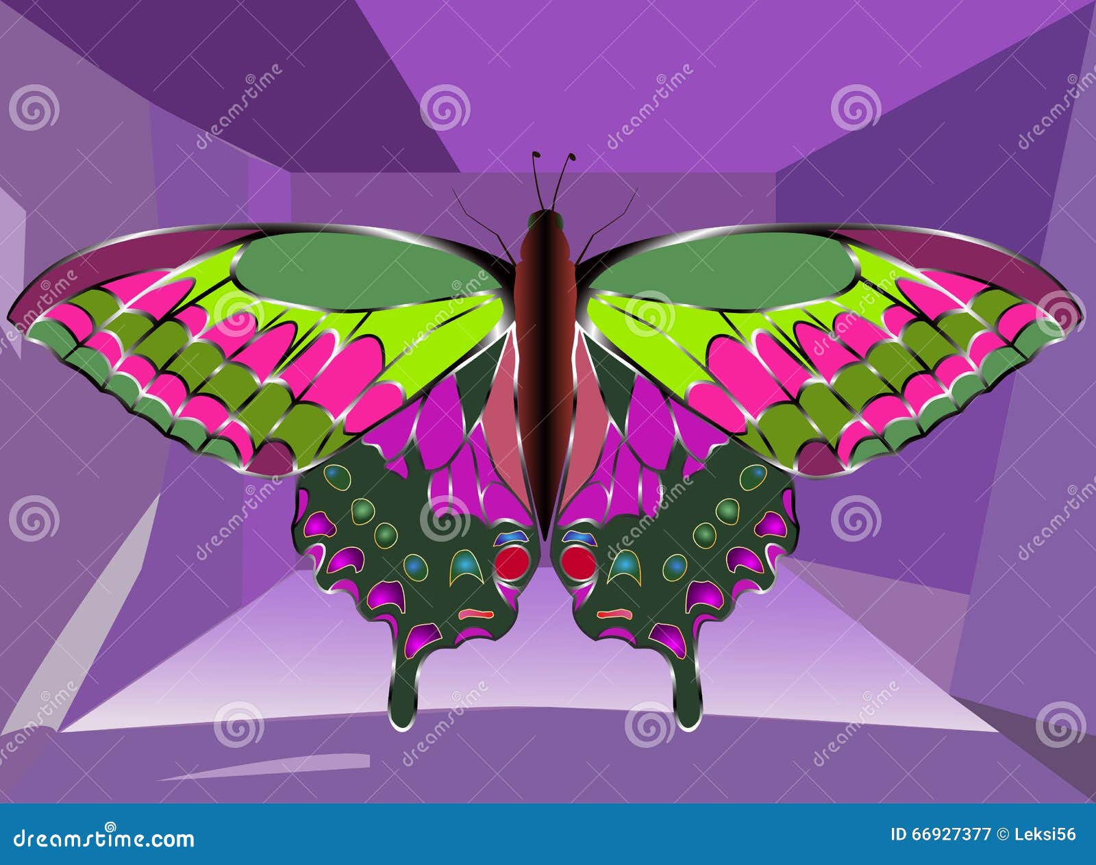 Farfalla Dalle Gemme Colorate Differenti: Rubini, Smeraldi ...