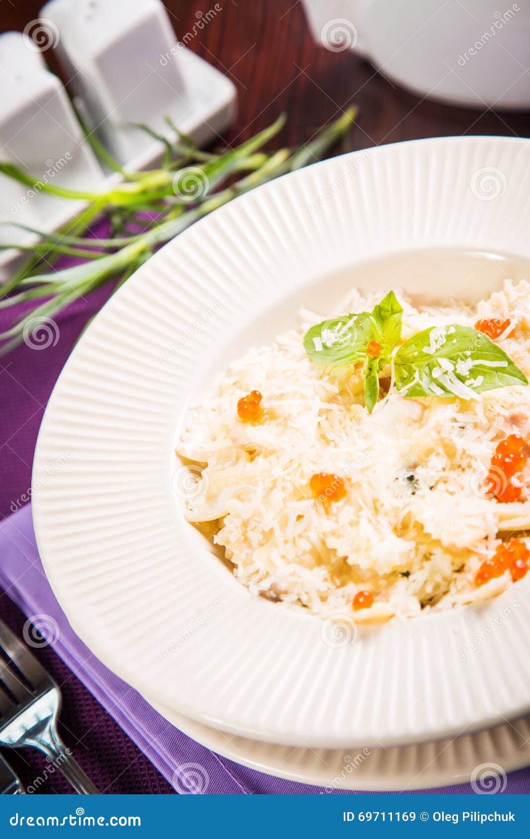 Farfalle with Basil and Caviar Stock Image - Image of plate, italian ...