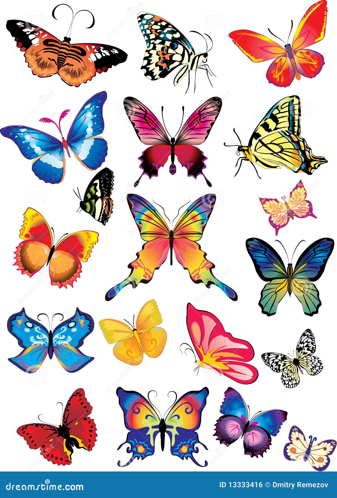 Farfalle Multicolori Differenti Illustrazione Vettoriale ...