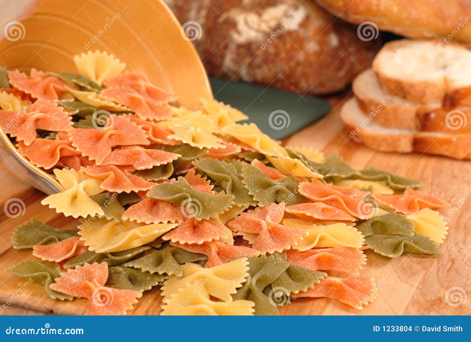 Farfalle pasta with bread stock photo. Image of bake, italian - 1233804