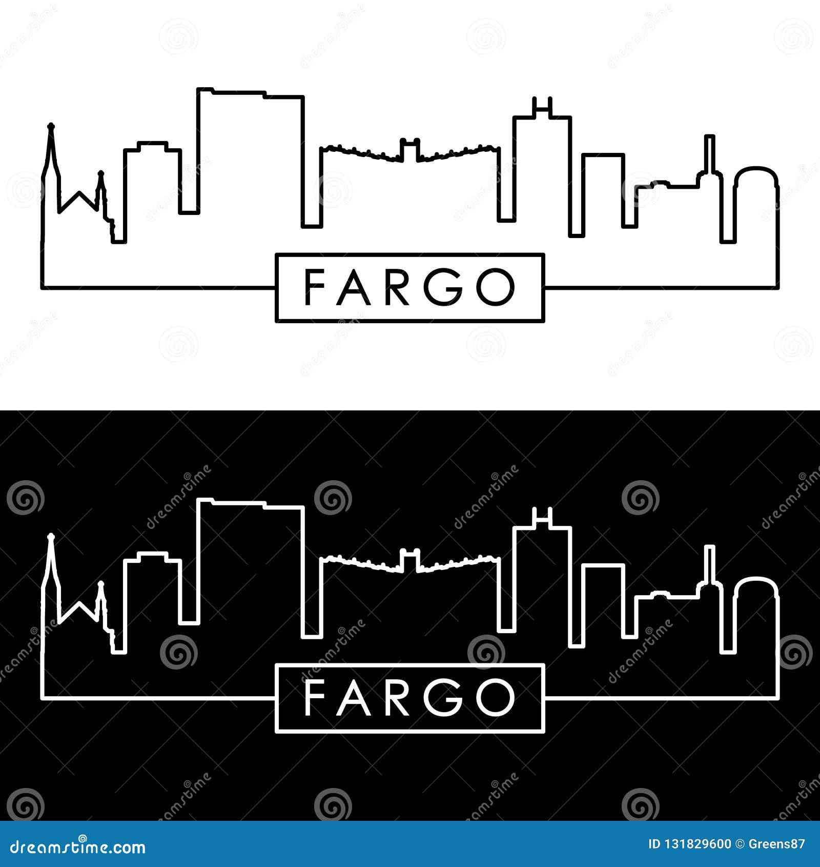 Fargo Skyline. Colorful Linear Style Stock Vector - Illustration of ...