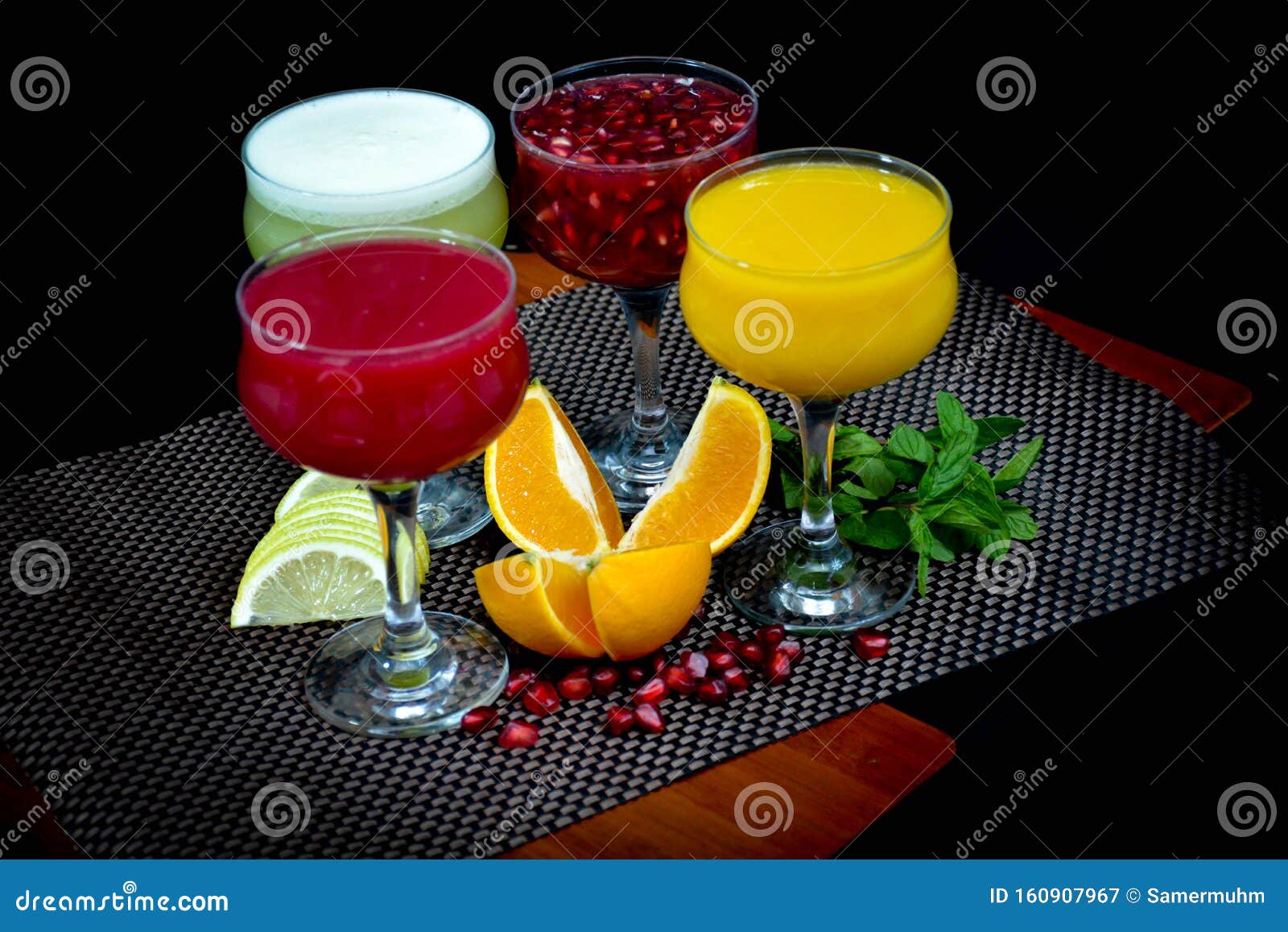 Fariety of Cold Drinks in Small Glasses - Cocktails Drinks. Stock Image ...
