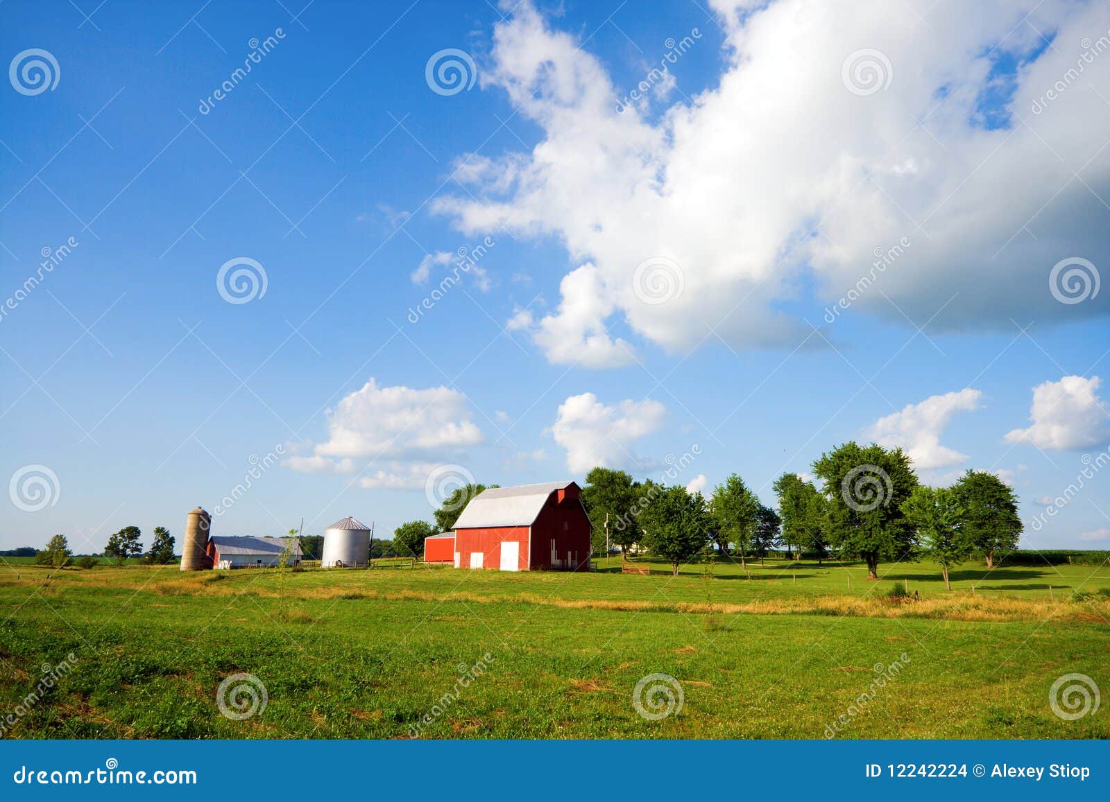 Farm stock photo. Image of blue, bright, barn, fields - 12242224