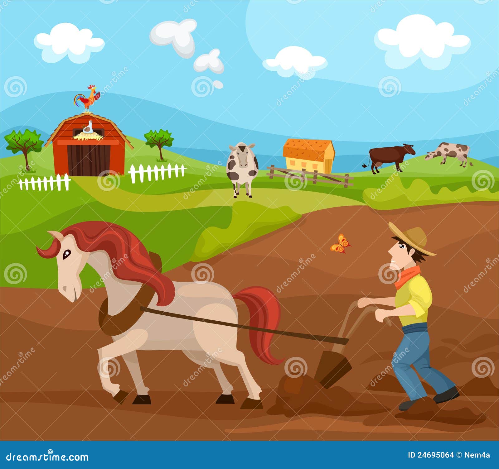 Farm stock vector. Illustration of farmland, corn, farm - 24695064