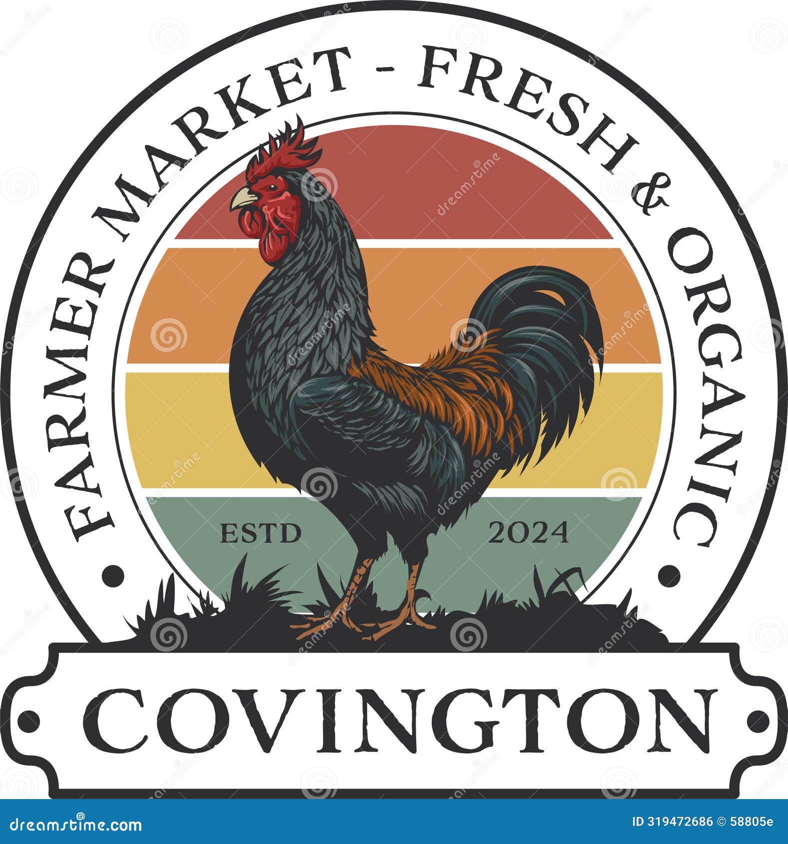 Chicken Farms Eggs Roster Logo Design Template Stock Vector ...