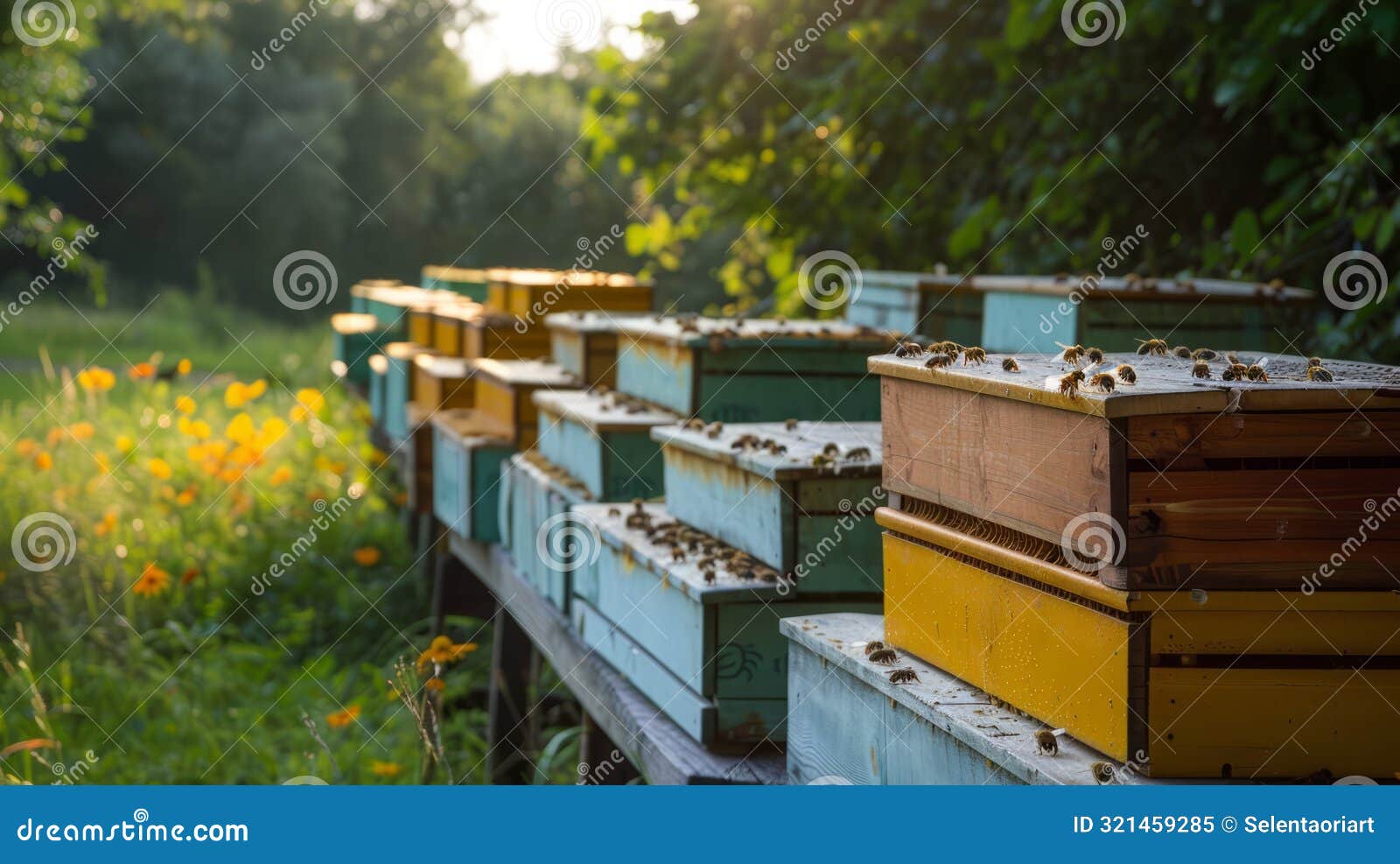 Farm Beehive Installation Process Stock Illustration - Illustration of ...