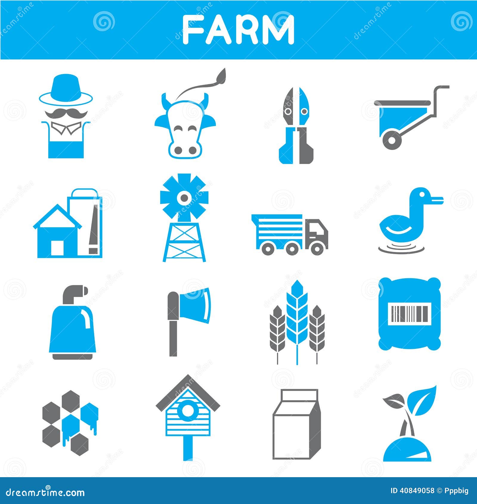 Farm and agriculture icons stock illustration. Illustration of farmer ...