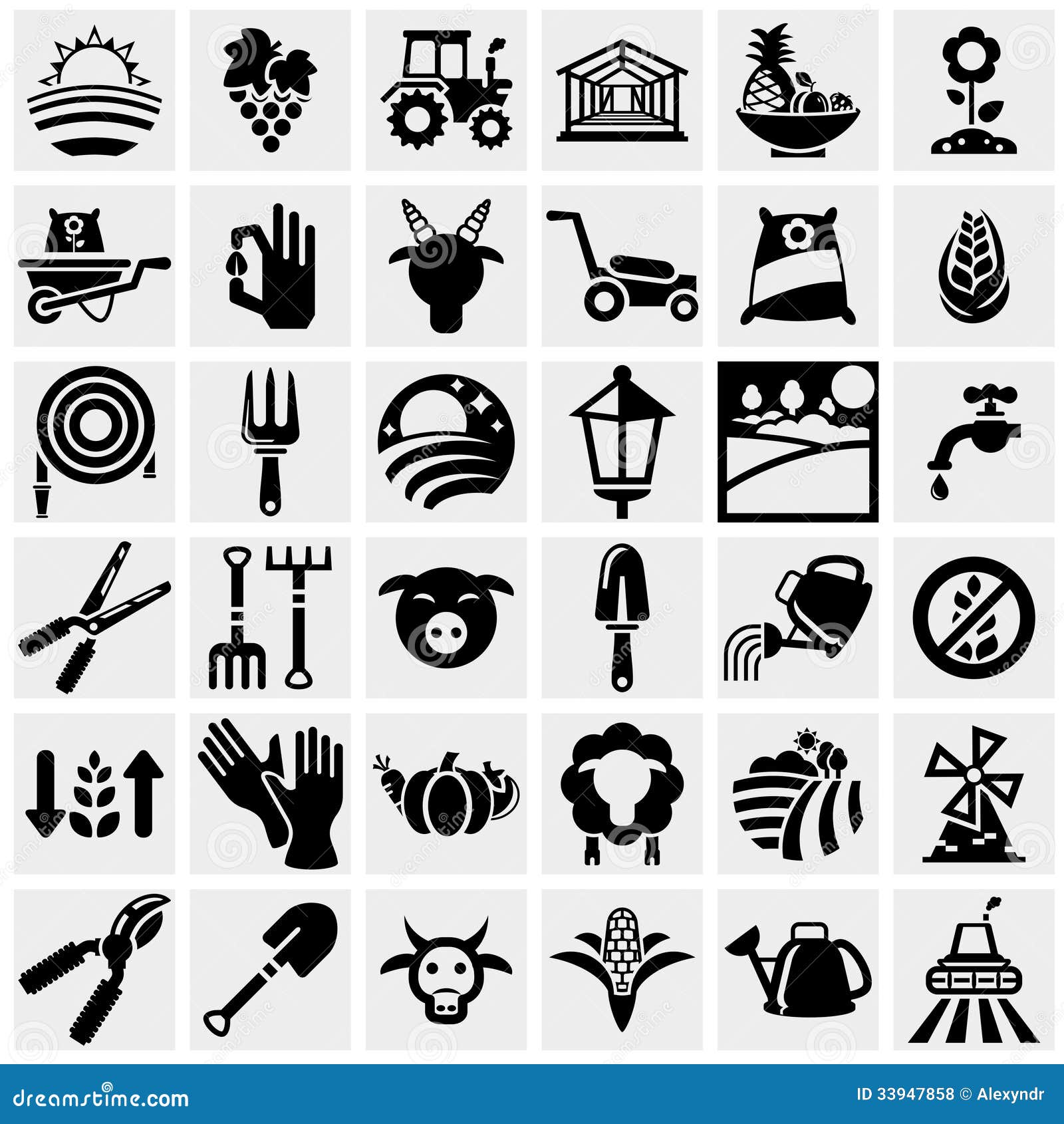 Farm and Agriculture Vector Icons Set on Gray Stock Vector ... Farm and Agriculture Vector Icons Set on Gray Stock Vector ...
