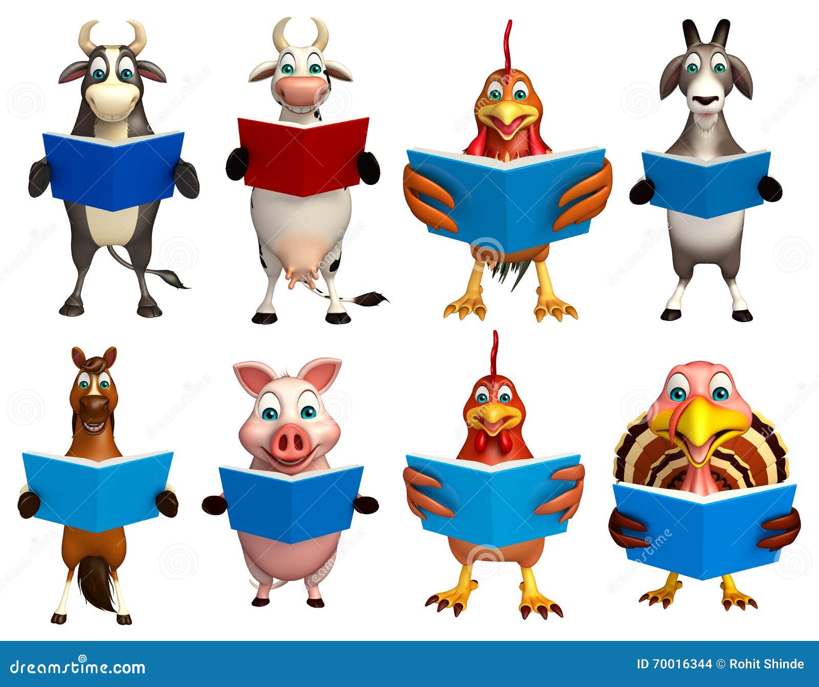 Farm animal with book stock illustration. Illustration of cartoon ...