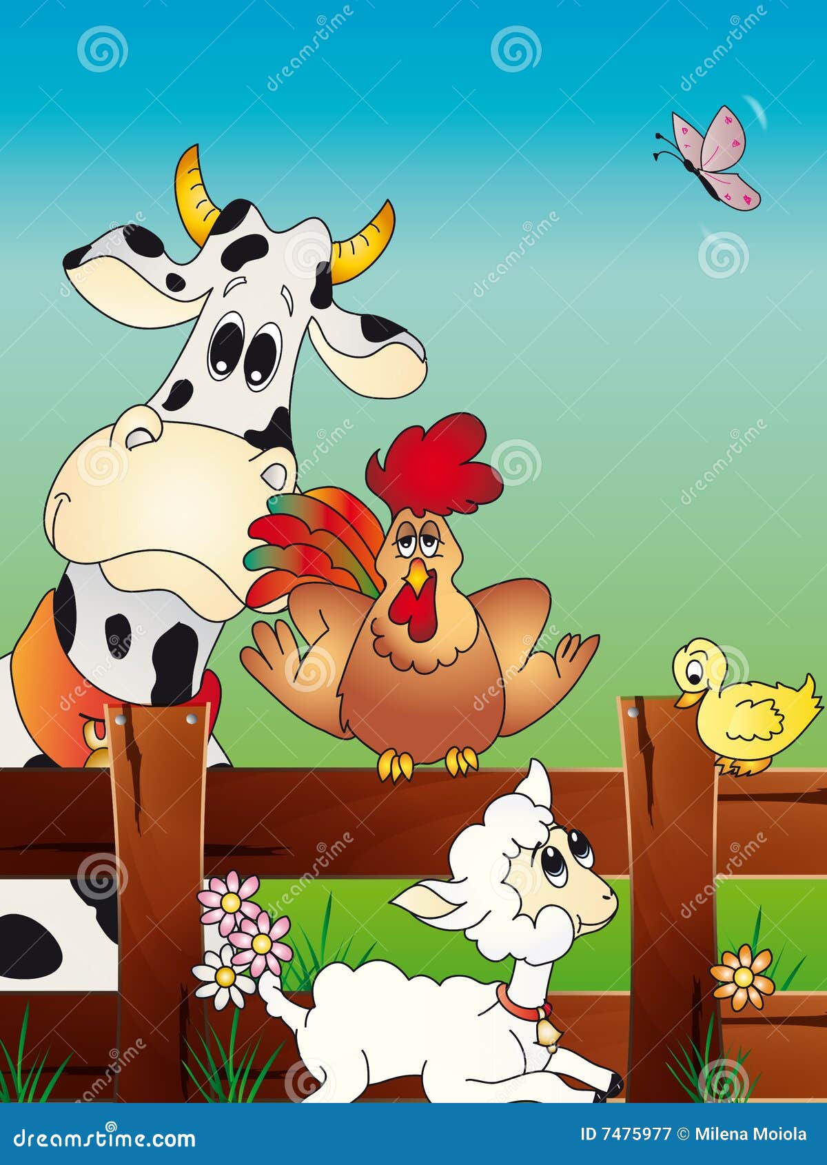 Farm animal cartoon stock illustration. Illustration of fairy - 7475977