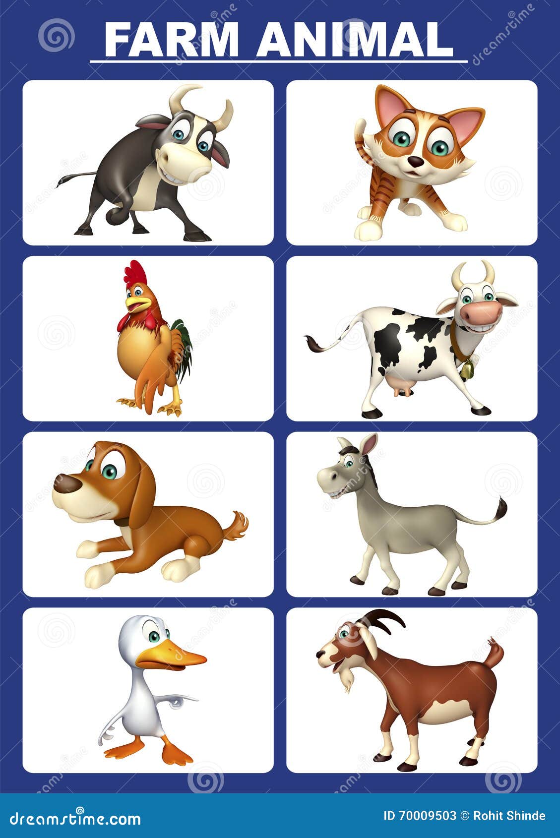 Farm animal chart stock illustration. Illustration of donkey - 70009503