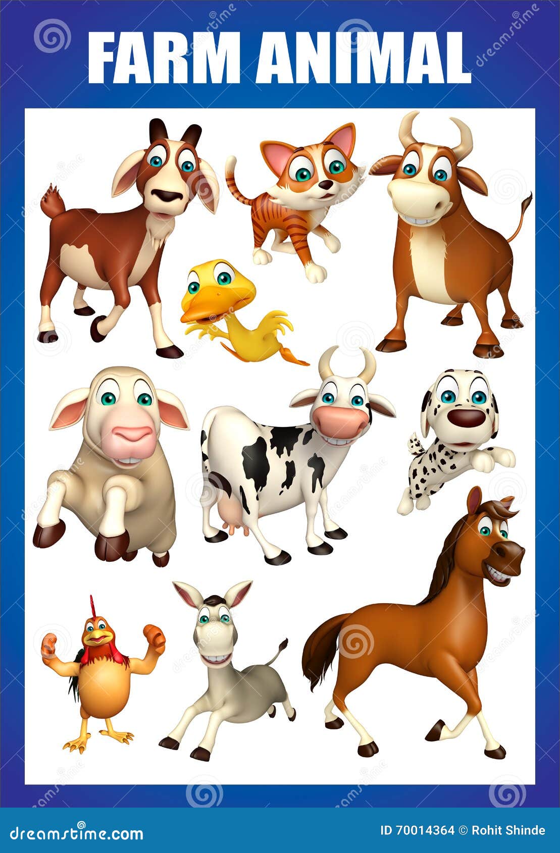 Farm animal chart stock illustration. Illustration of smile - 70014364