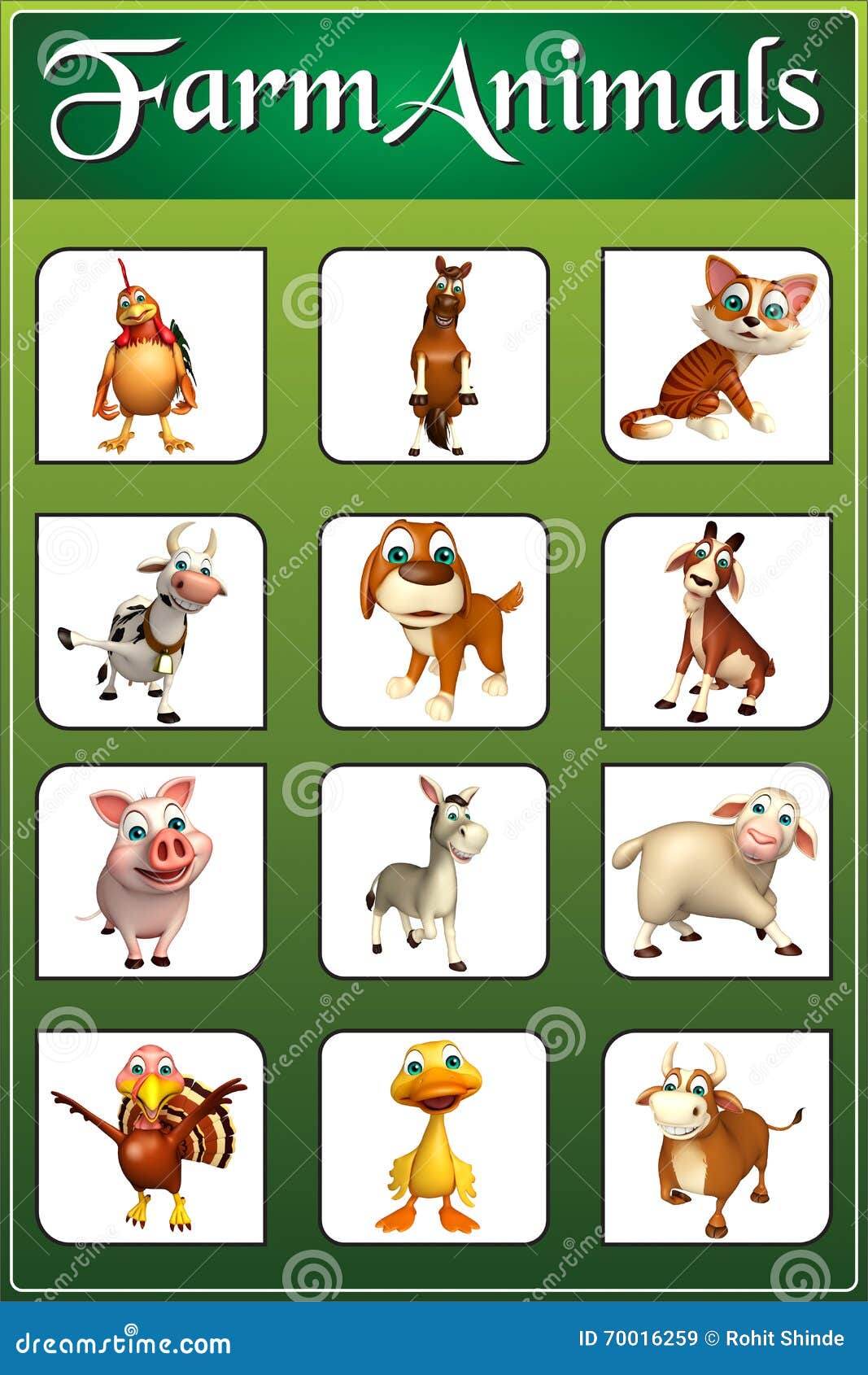 Farm animal chart stock illustration. Illustration of duck - 70016259