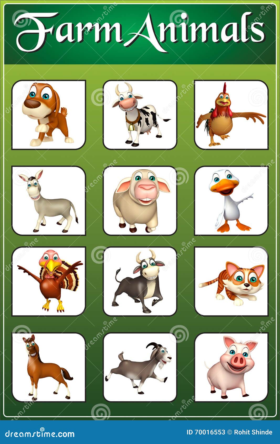 Farm animal chart stock illustration. Illustration of turkey - 70016553