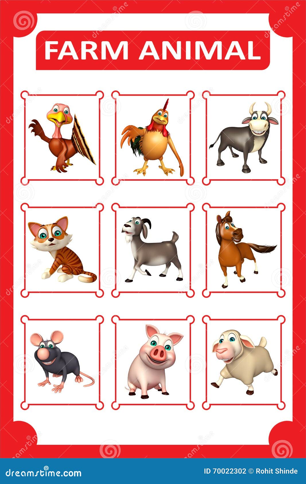 Farm animal chart stock illustration. Illustration of poster - 70022302