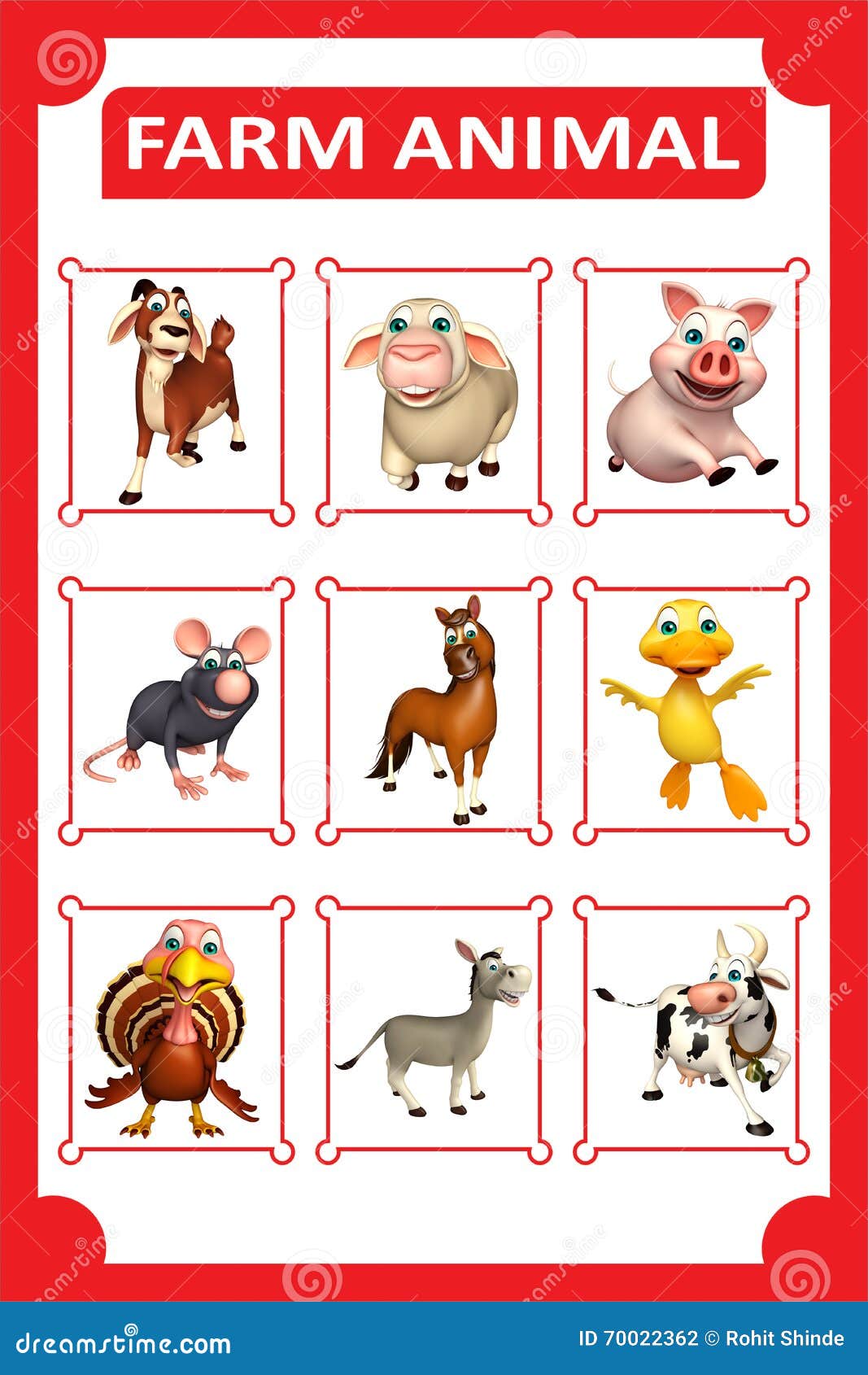 Farm animal chart stock illustration. Illustration of domestic - 70022362