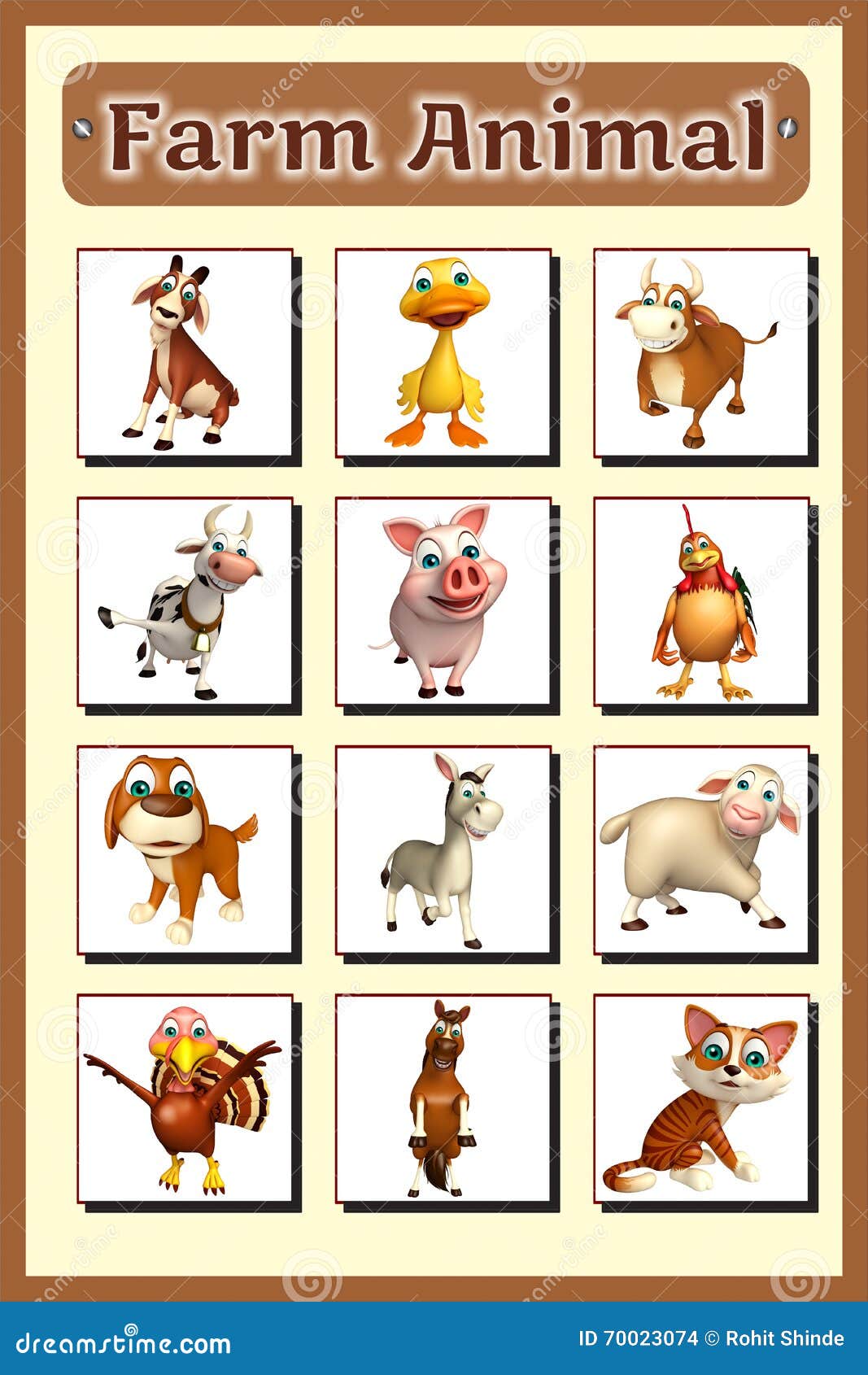 Farm animal chart stock illustration. Illustration of funny - 70023074