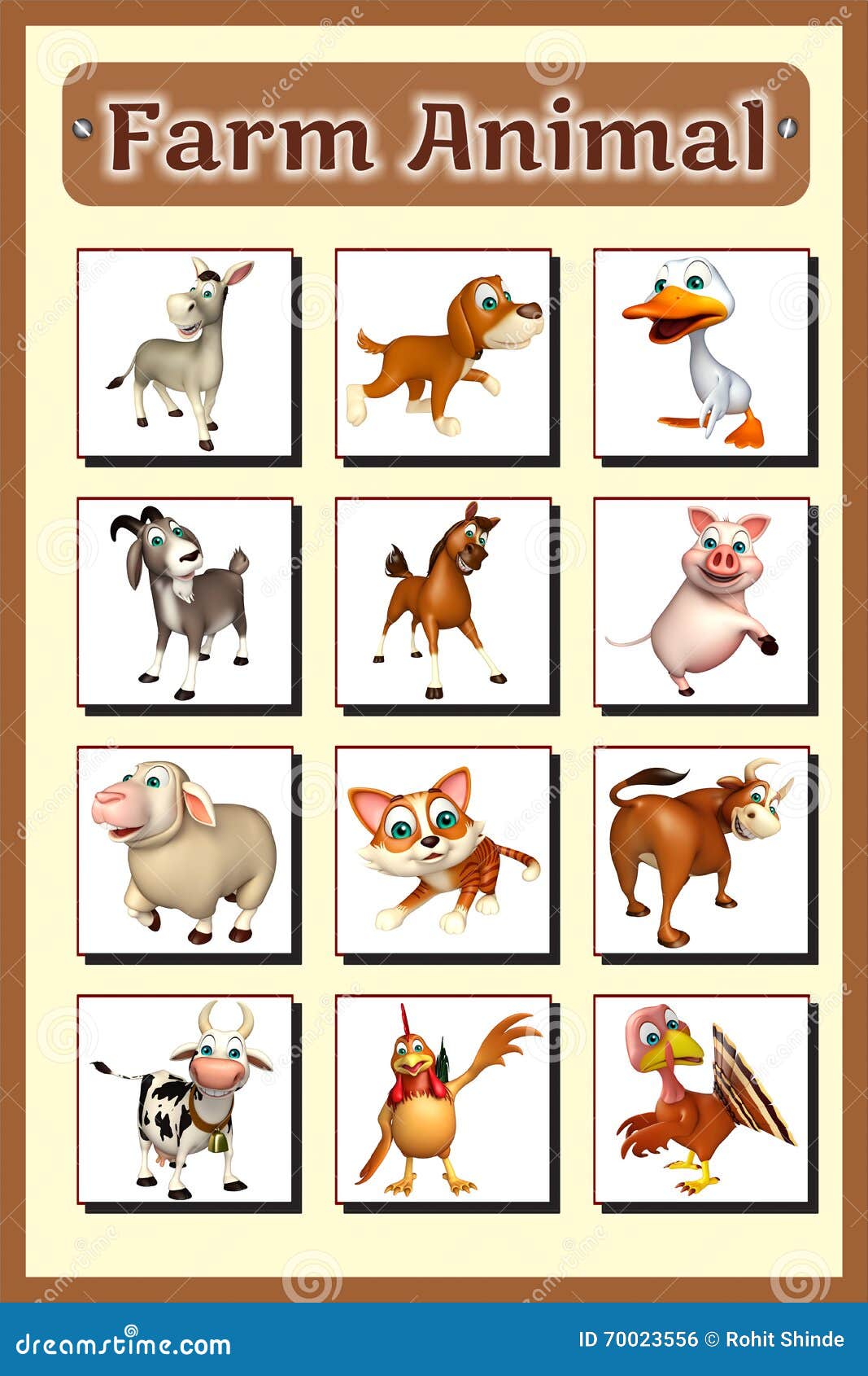 Farm animal chart stock illustration. Illustration of bull - 70023556