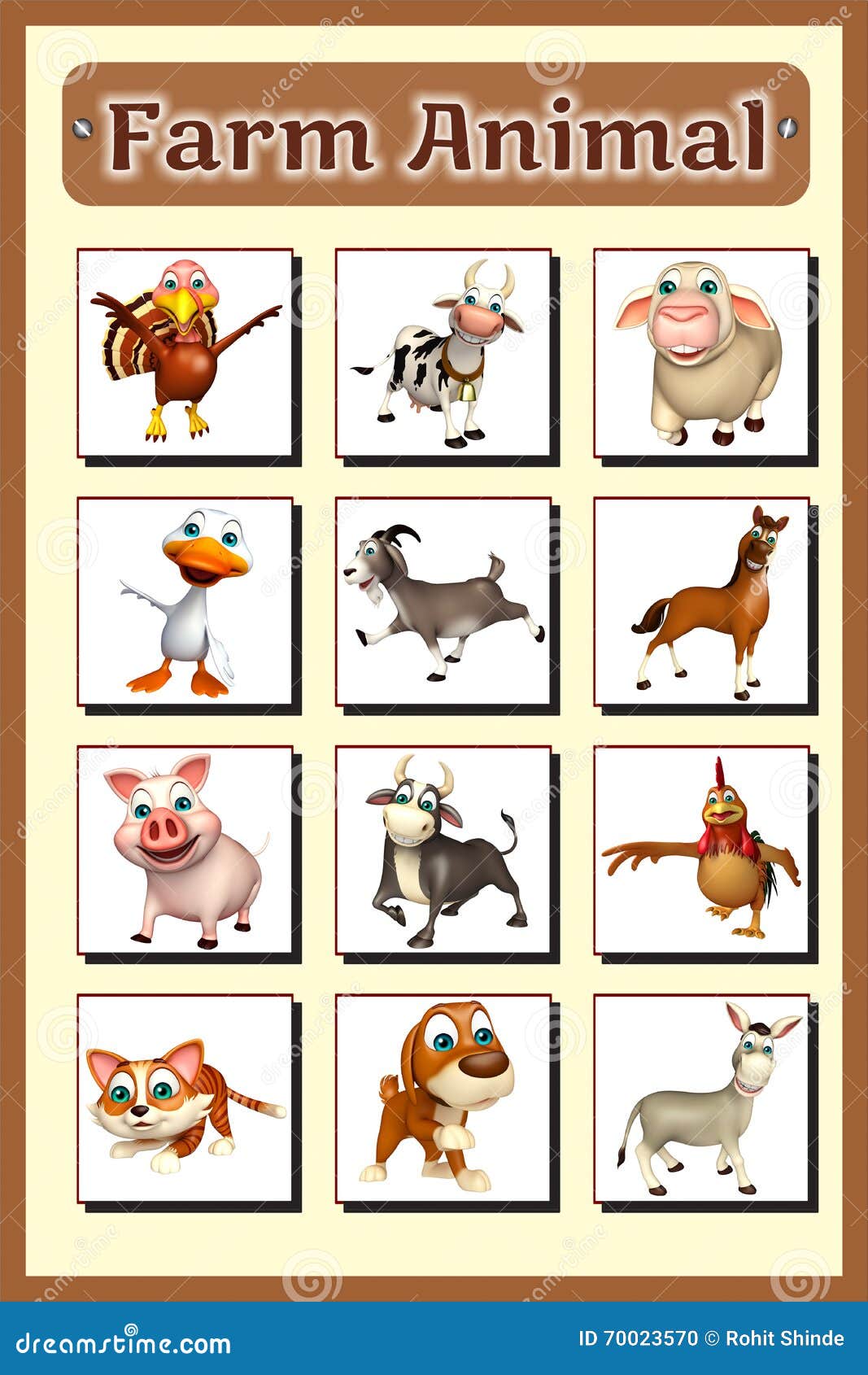 Farm animal chart stock illustration. Illustration of animal - 70023570