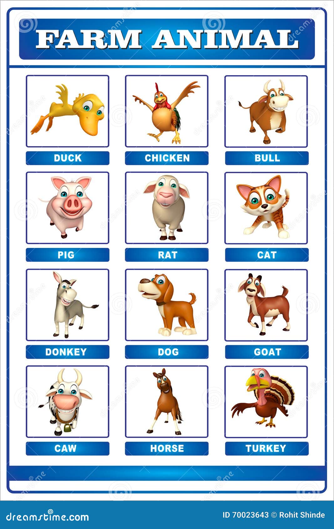 Farm animal chart stock illustration. Illustration of nature - 70023643