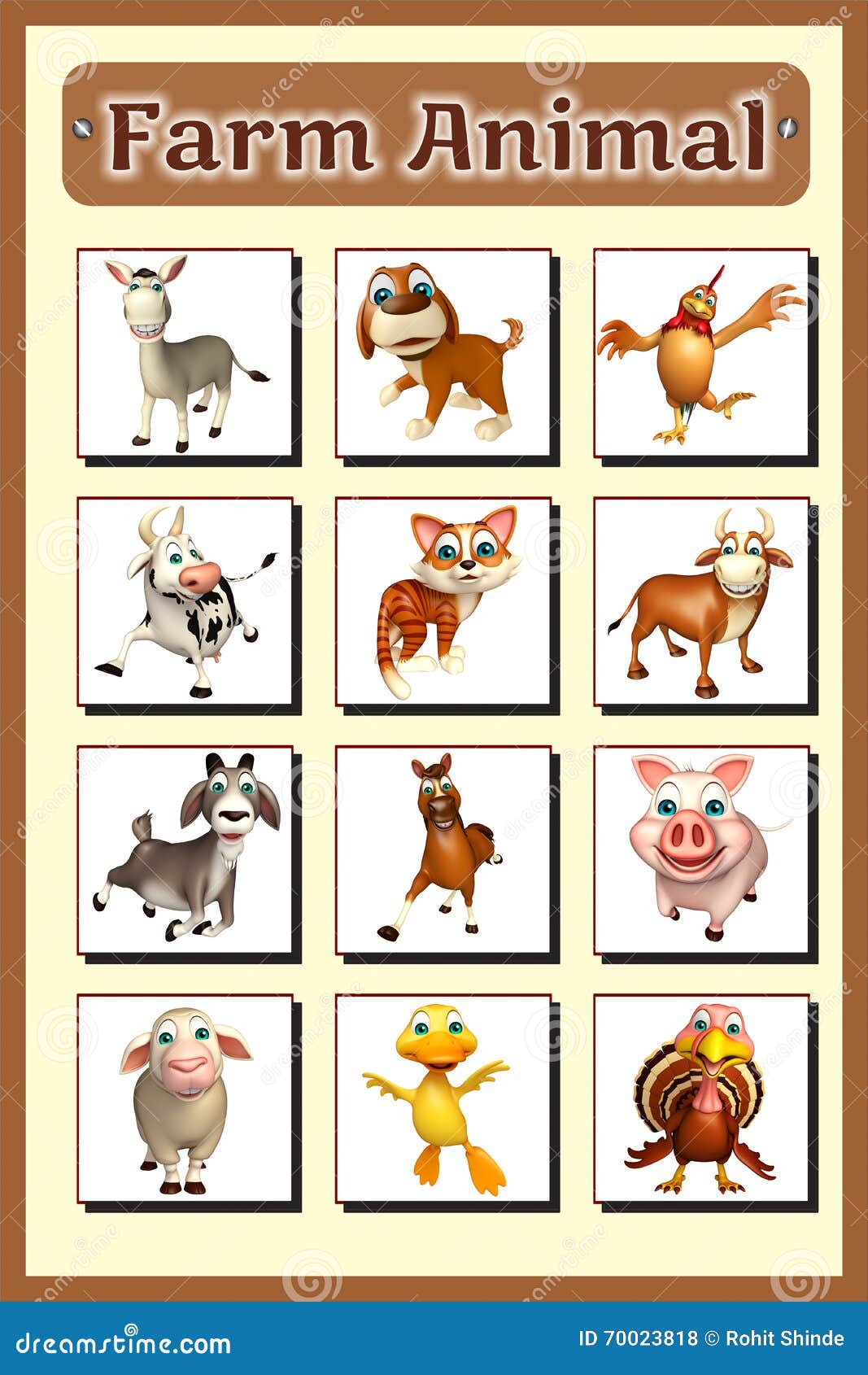 Farm animal chart stock illustration. Illustration of education - 70023818