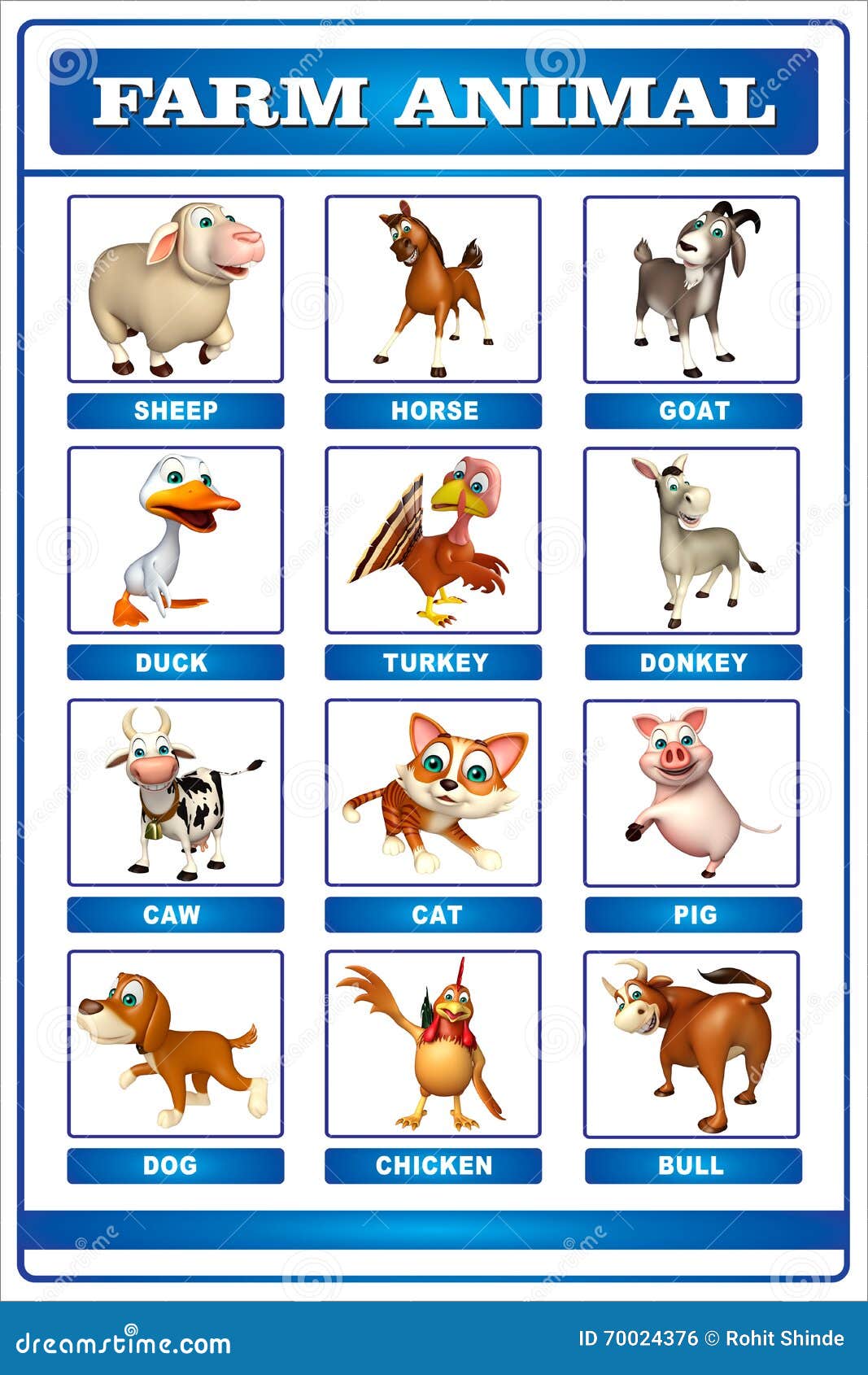 Farm animal chart stock illustration. Illustration of chicken - 70024376