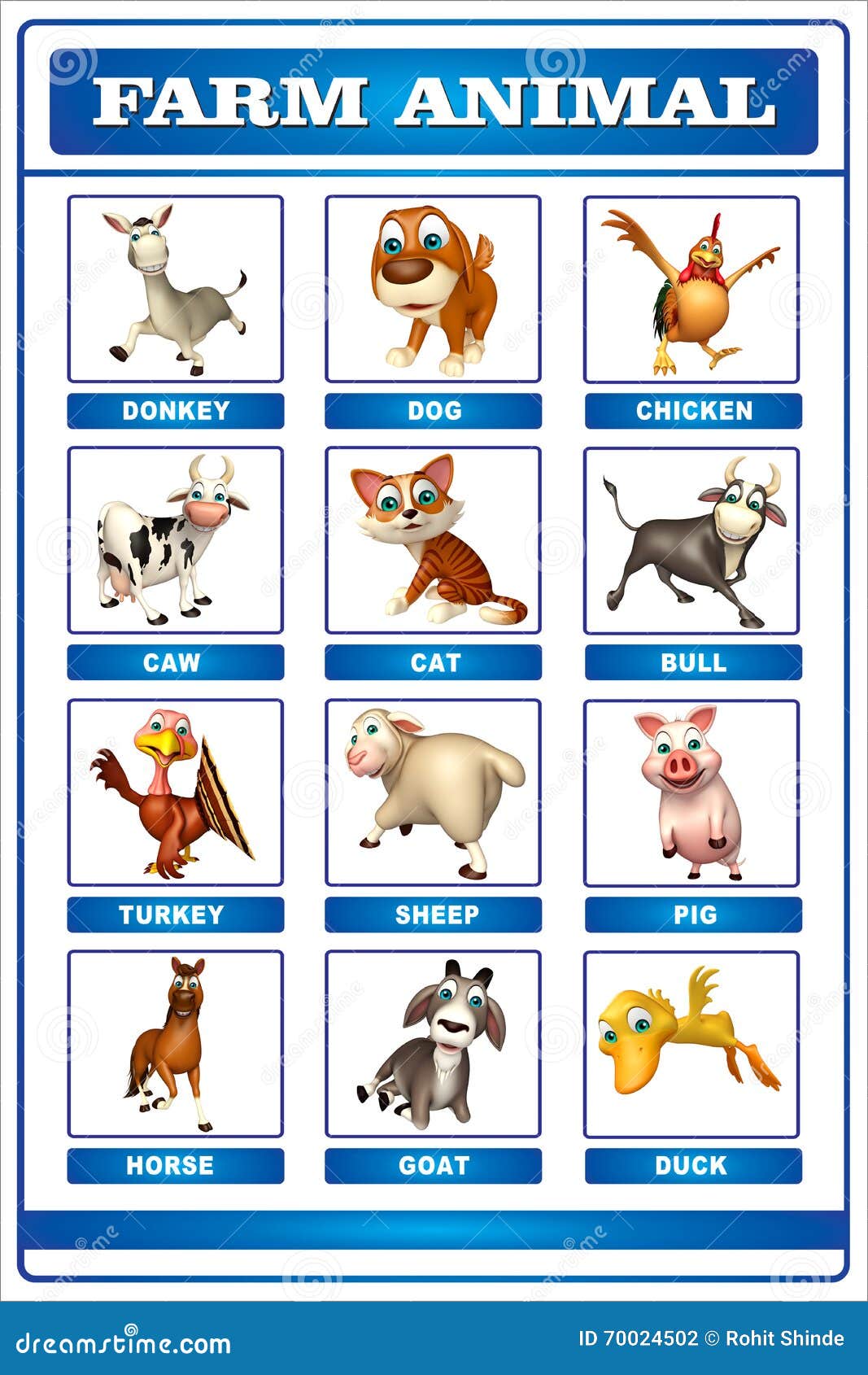 Farm animal chart stock illustration. Illustration of funny - 70024502