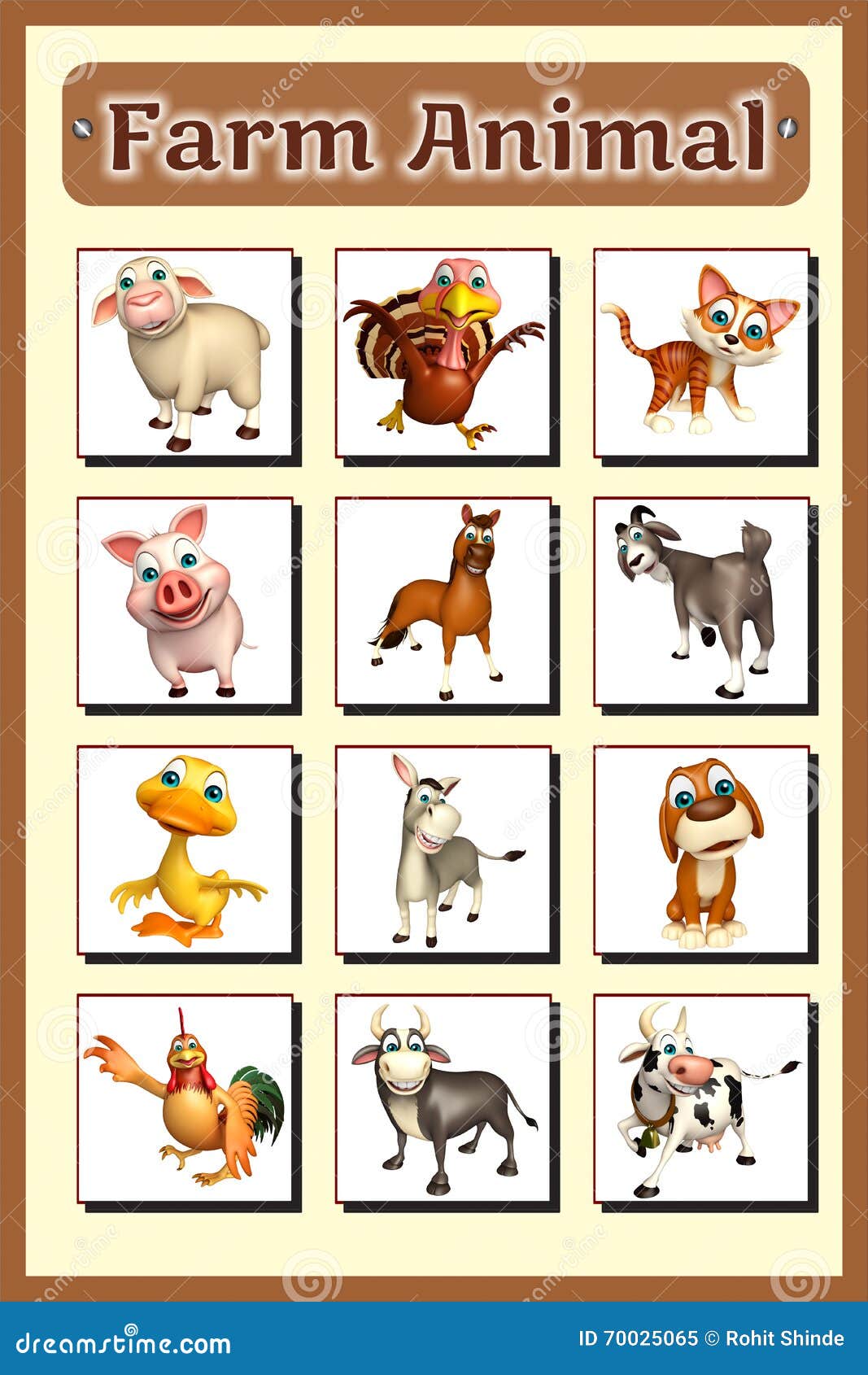 Farm animal chart stock illustration. Illustration of poster - 70025065