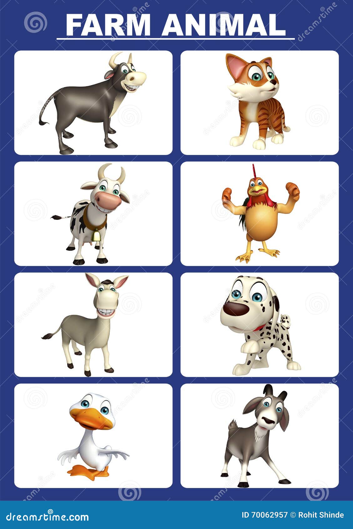 Farm animal chart stock illustration. Illustration of collection - 70062957