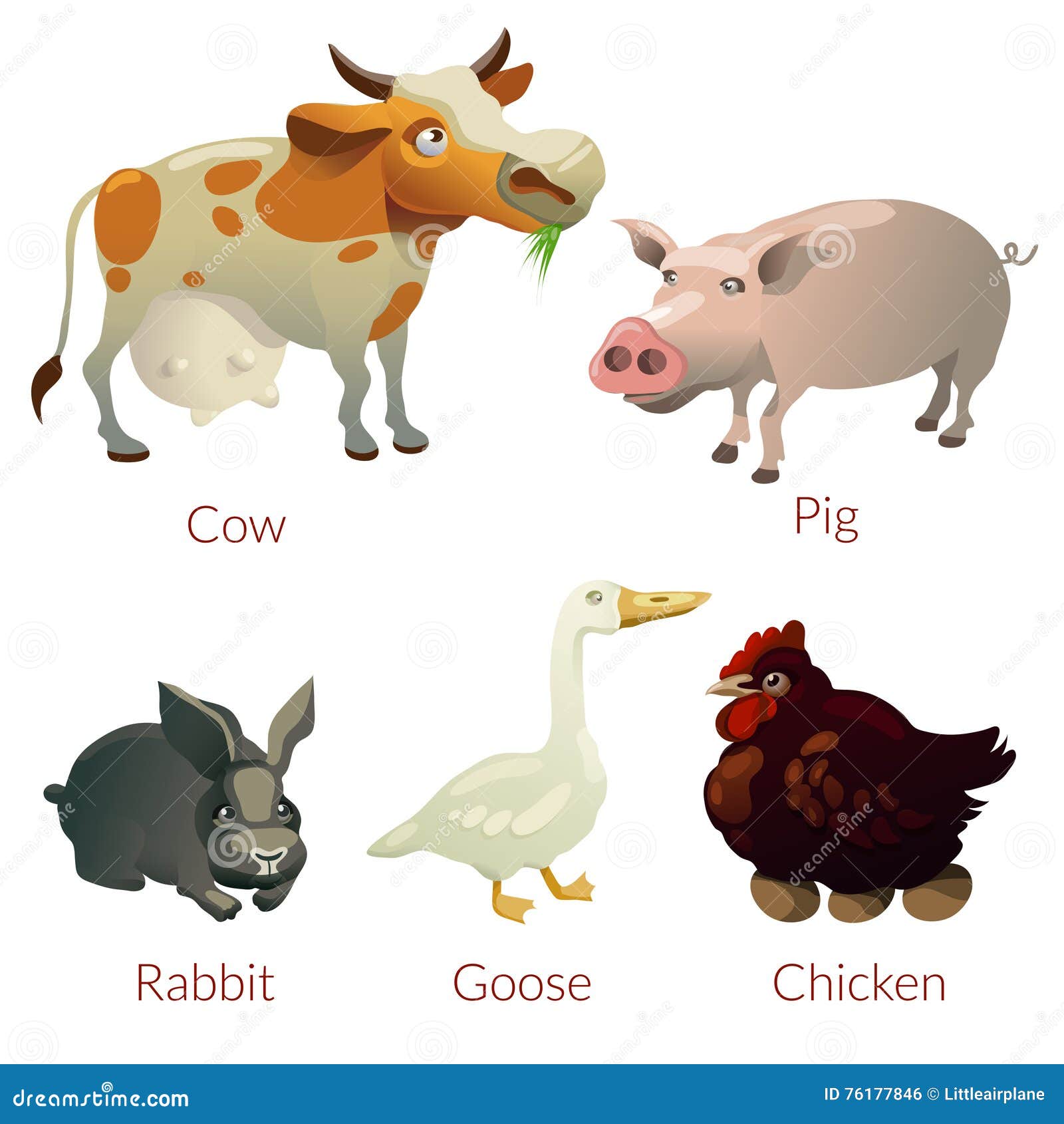 Farm animal color text stock vector. Illustration of bird - 76177846