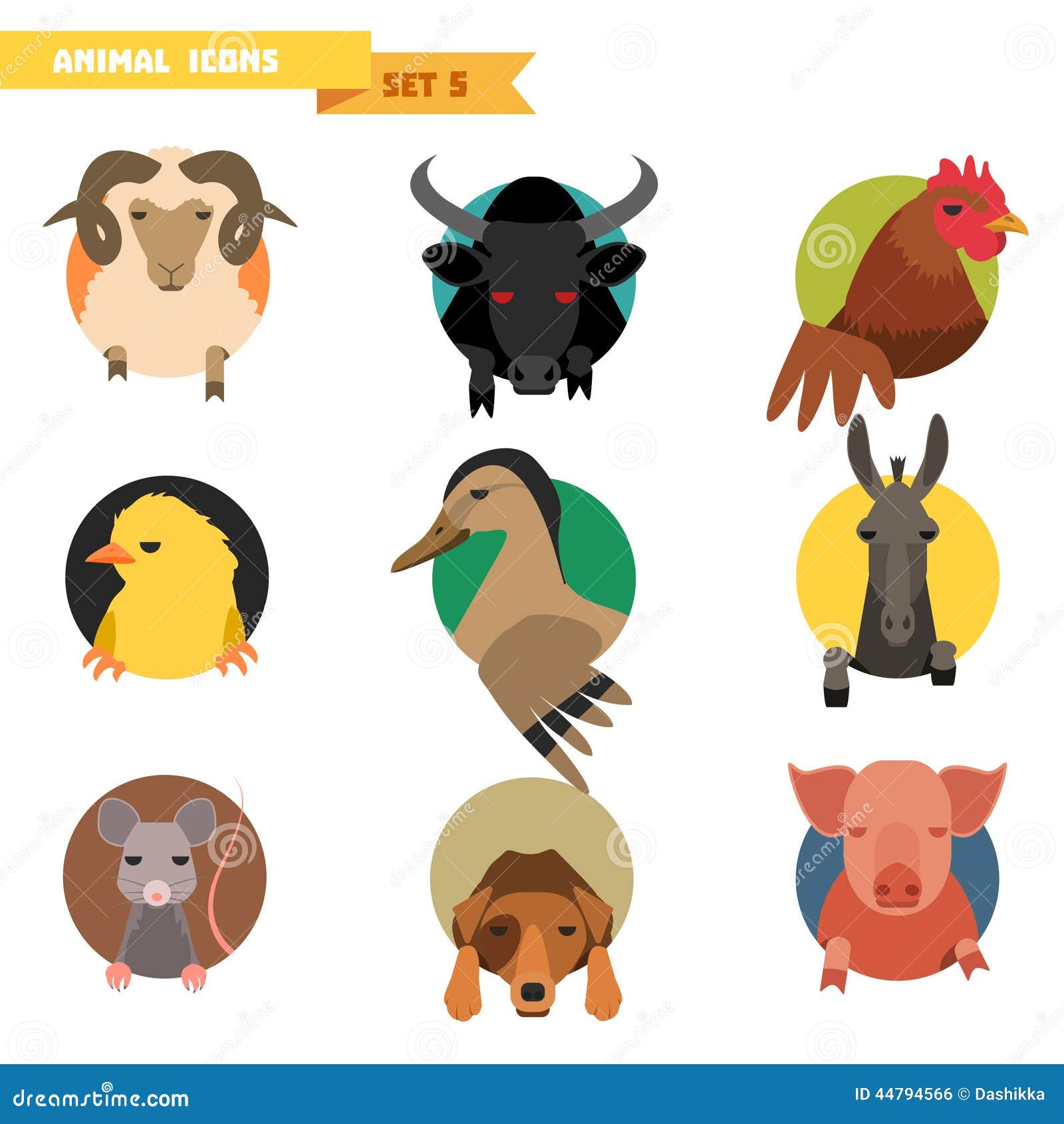 Farm animals avatars stock vector. Illustration of character - 44794566