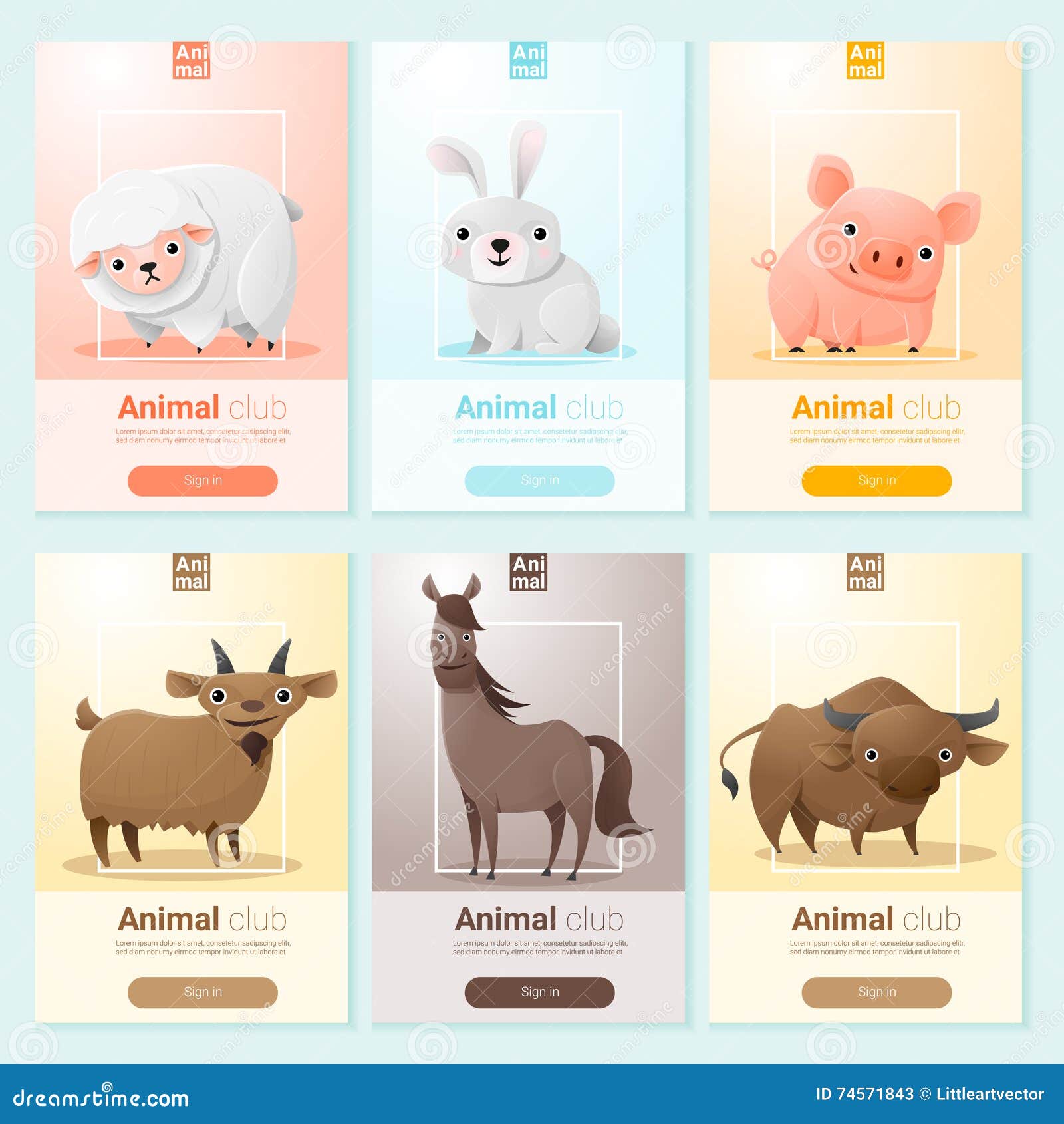 Farm Animals Banner for Web Design Stock Vector - Illustration of ...