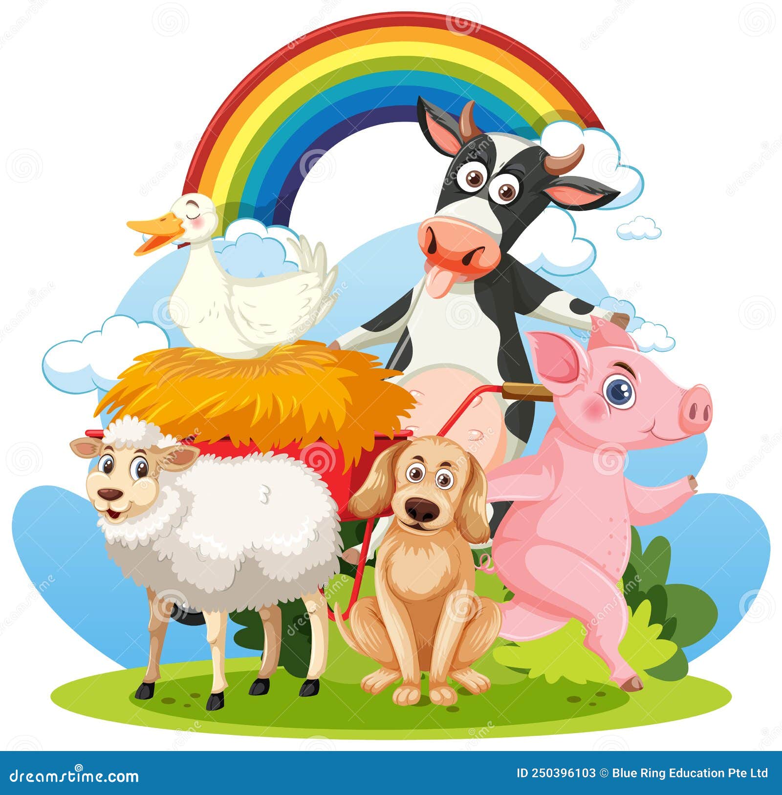 Farm Animals Cartoon Character Stock Vector - Illustration of outdoors ...