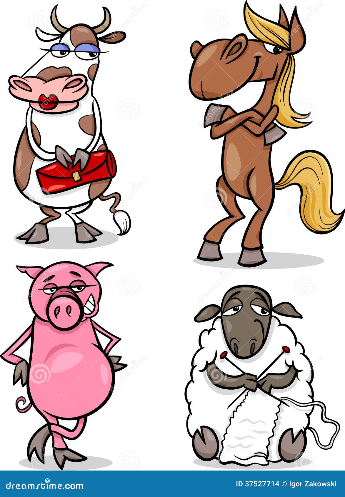 Farm Animals Cartoon Humor Set Stock Vector - Illustration of spotted ...