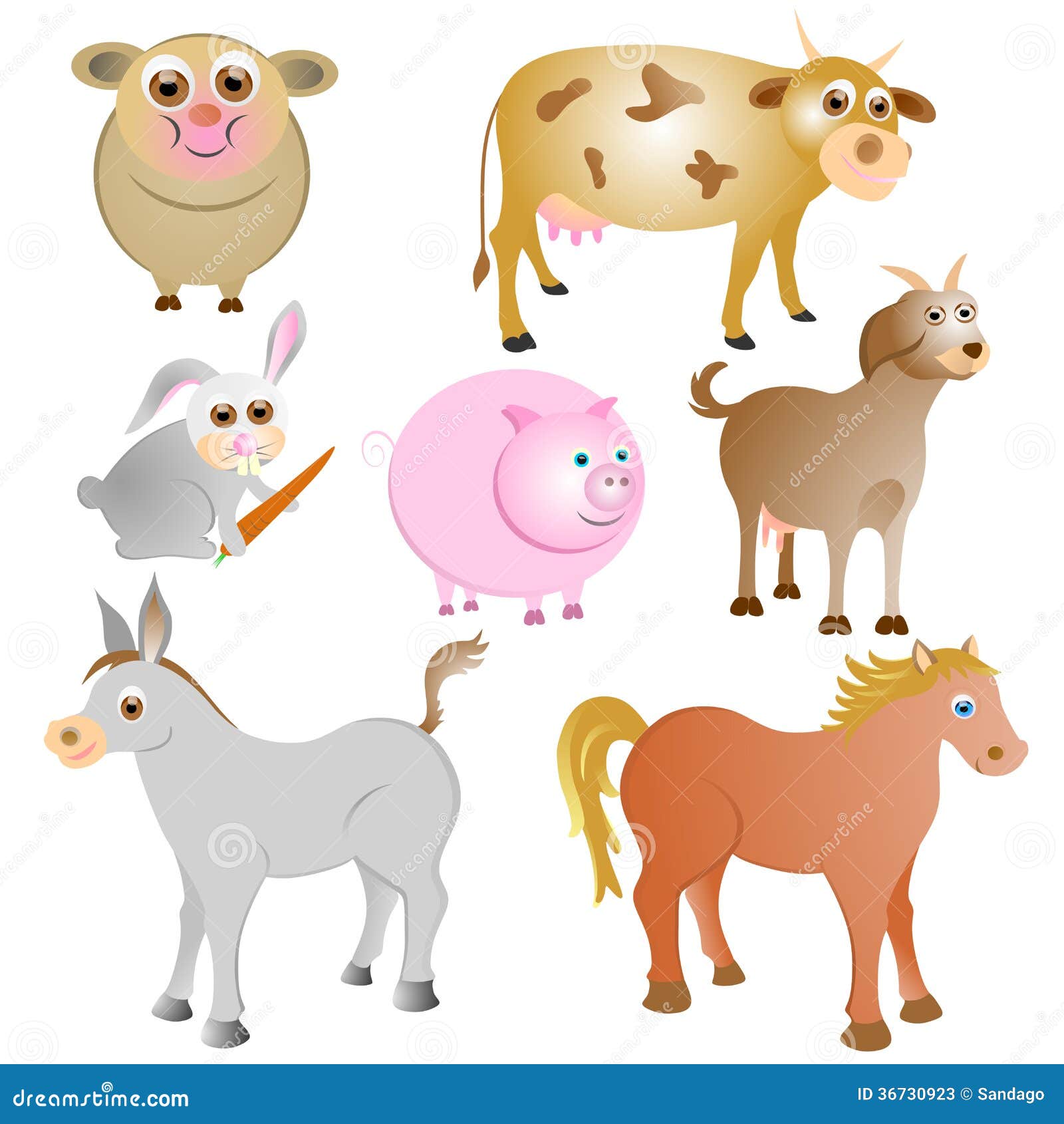 Farm animals collection stock vector. Illustration of colorful - 36730923