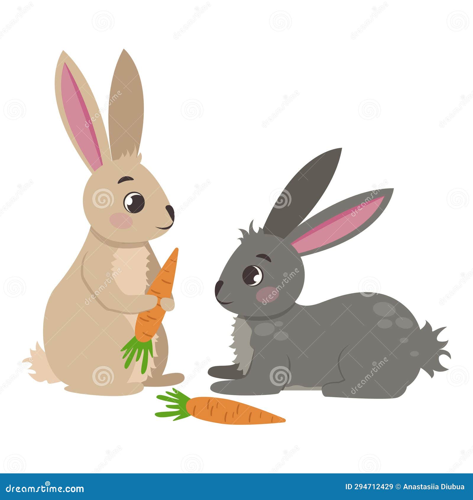 Farm Animals. Cute Rabbits with Carrots Stock Illustration ...
