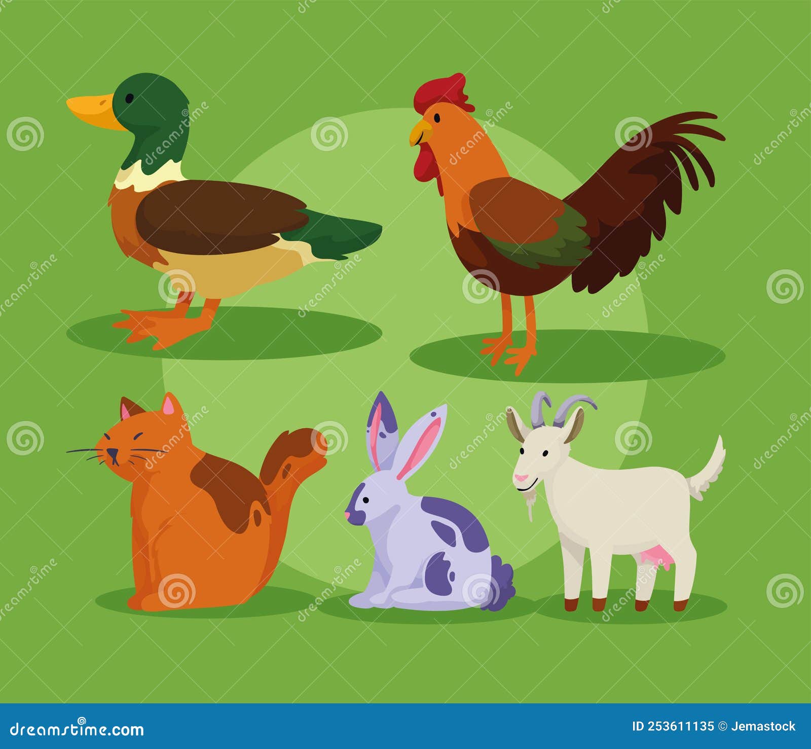 Five Farm Animals Icons Cartoon Vector | CartoonDealer.com #253611095