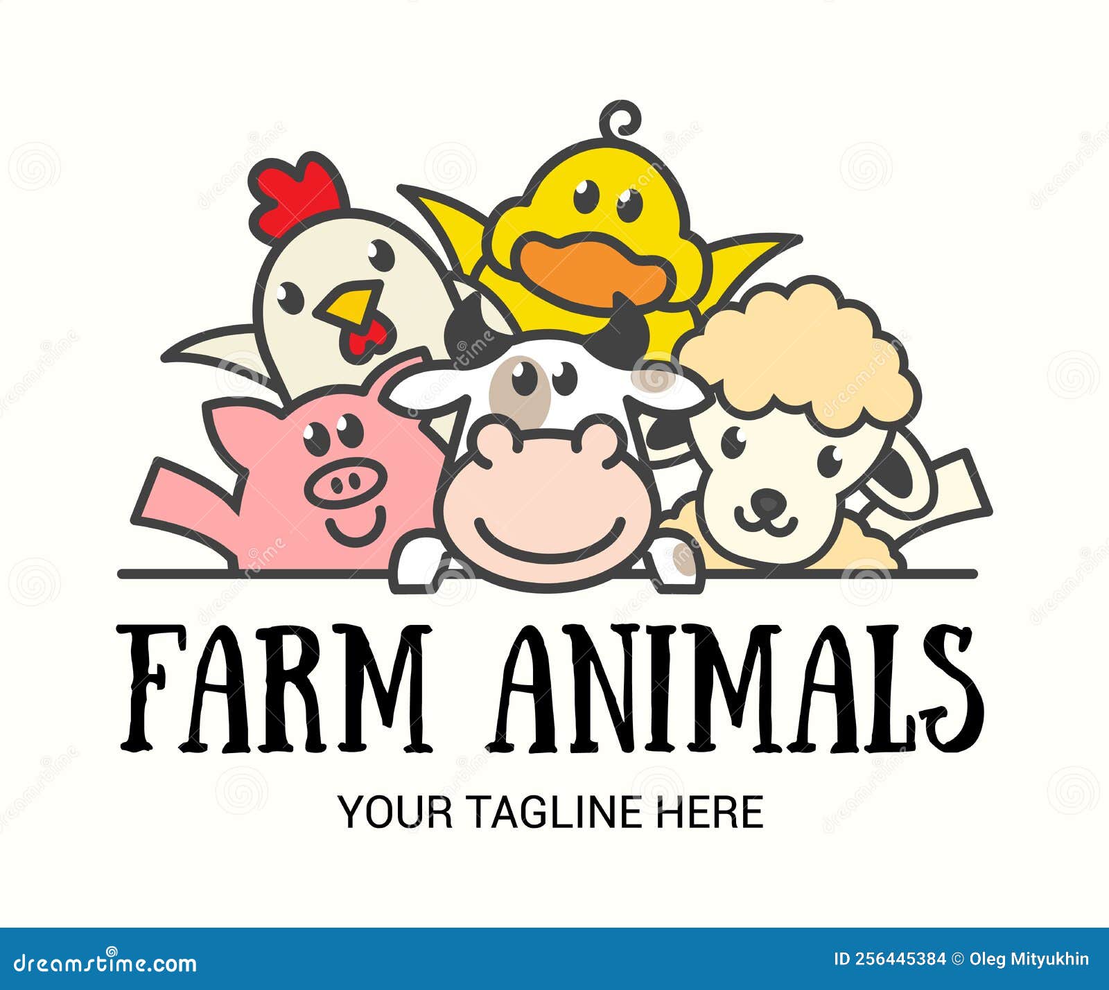 Farm Animals Funny Logotype Concept. Ranch Various Animals Sign Stock ...