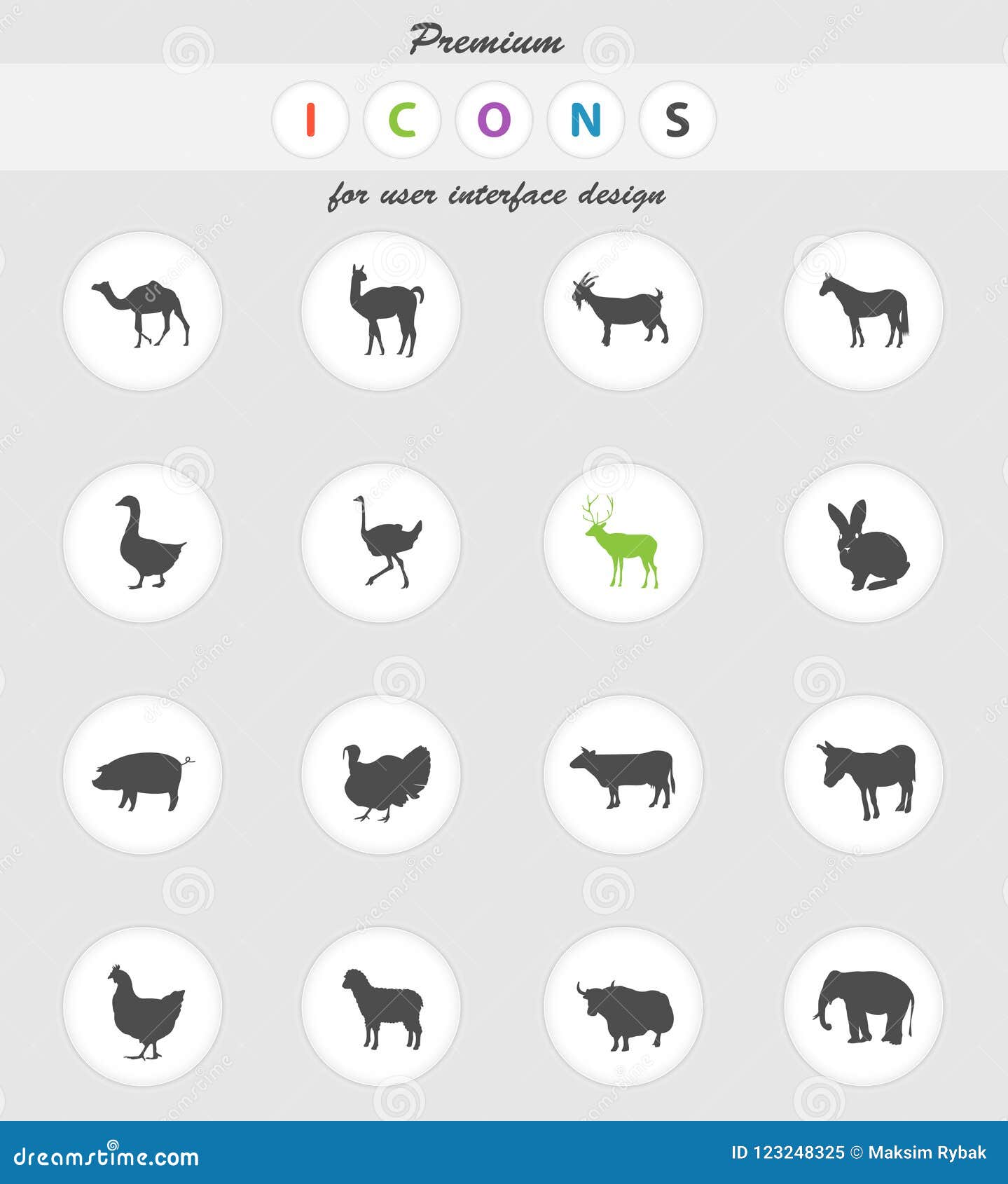 Farm animals icon set stock illustration. Illustration of animals ...