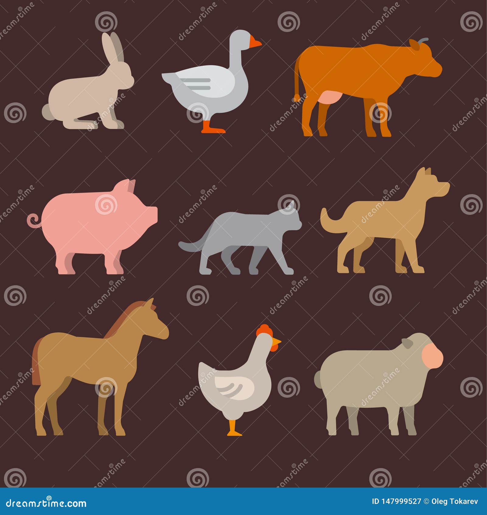 Farm animals icons stock vector. Illustration of simple - 147999527