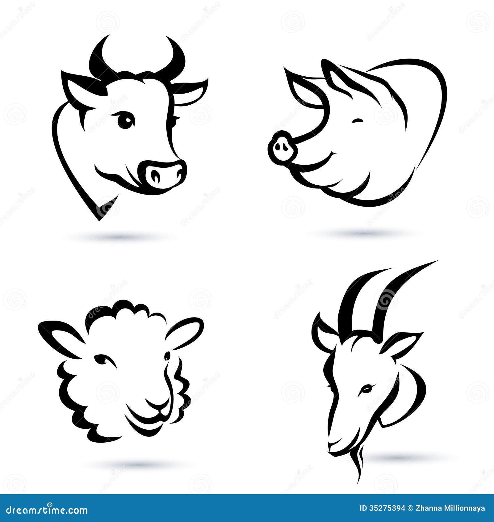 Farm animals icons set stock vector. Illustration of schaf - 35275394