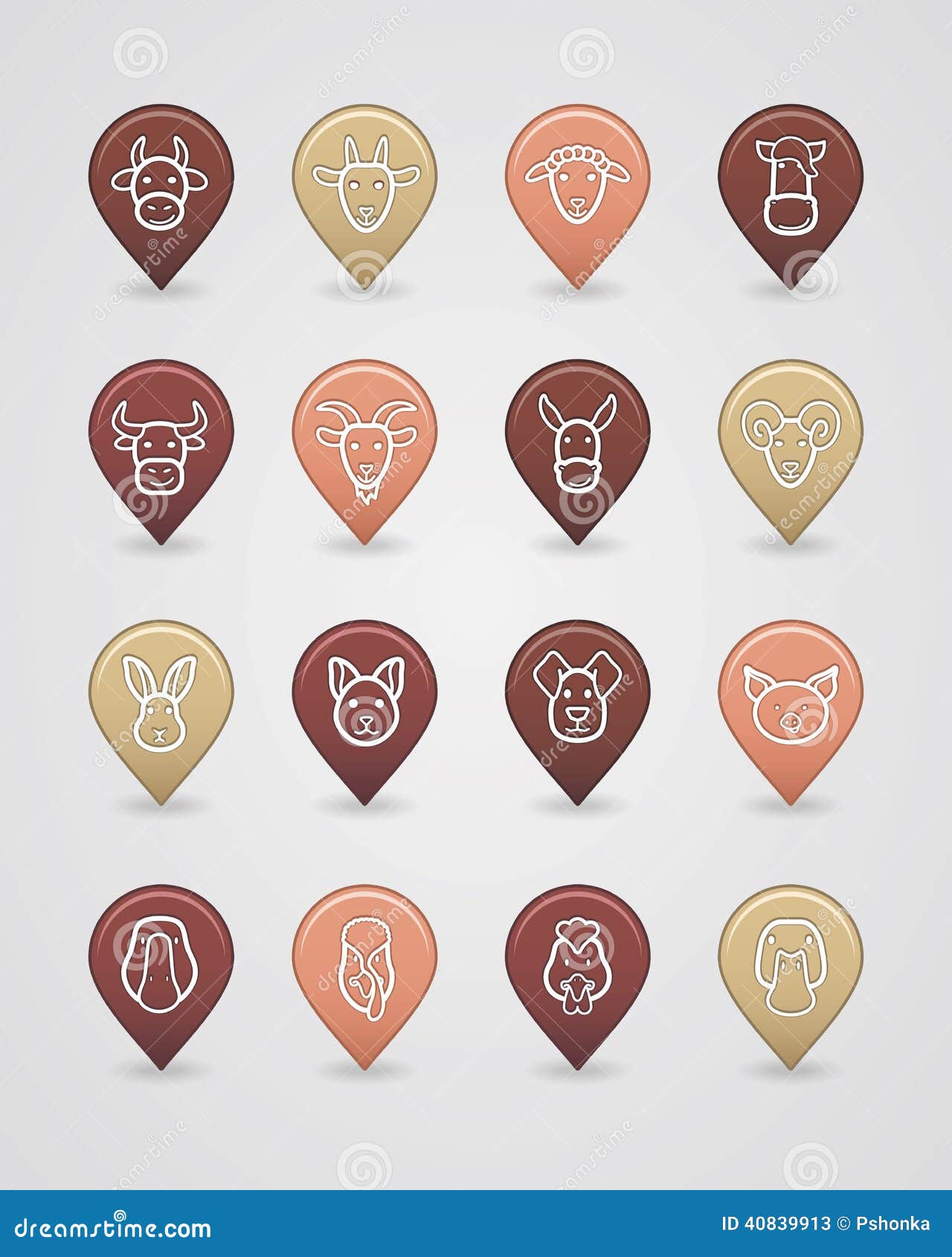 Farm Animals Mapping Pins Icons Stock Vector - Illustration of farm ... Farm Animals Mapping Pins Icons Stock Vector - Illustration of farm ...