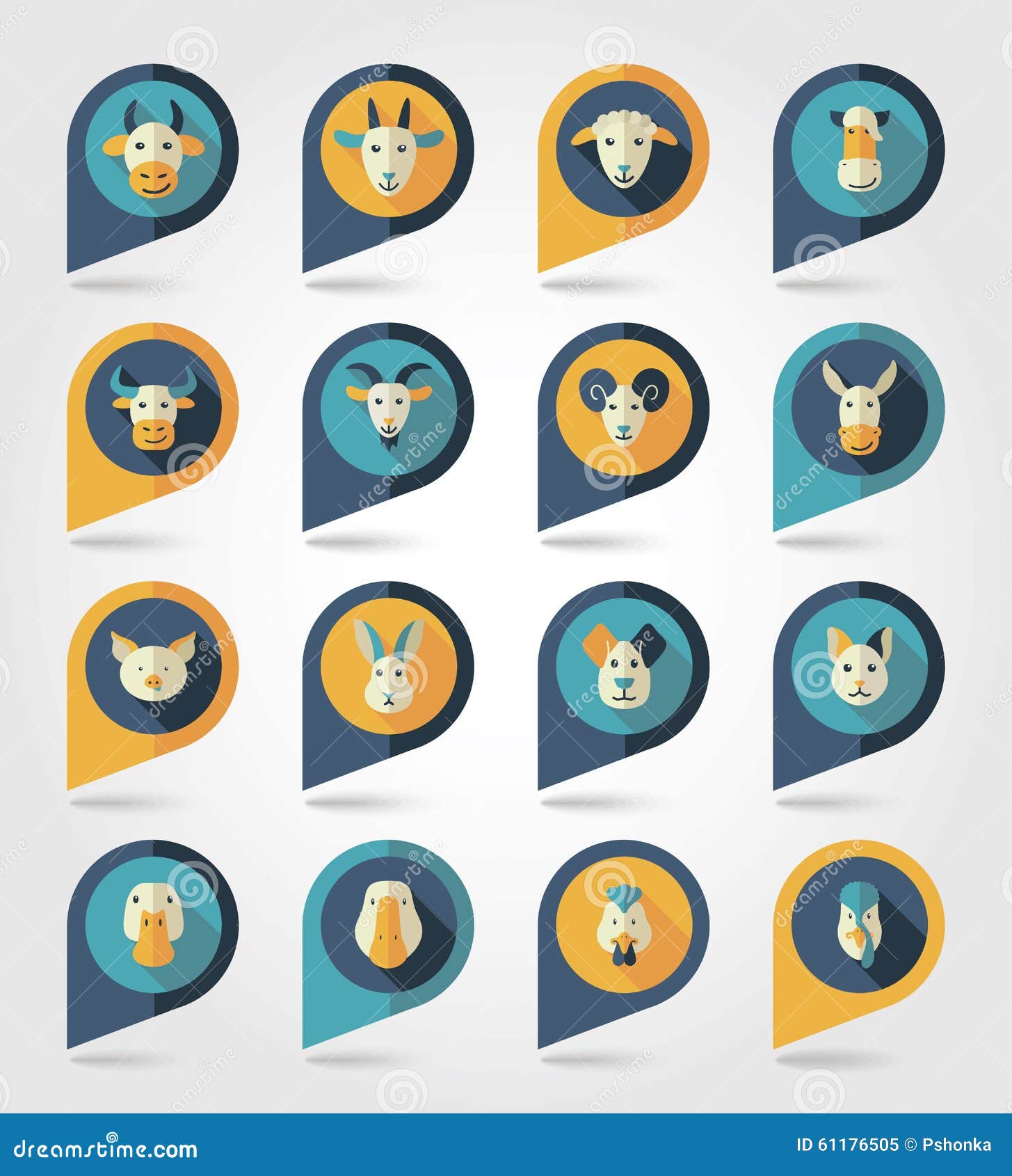Farm Animals Mapping Pins Icons Stock Vector - Illustration of goose ... Farm Animals Mapping Pins Icons Stock Vector - Illustration of goose ...